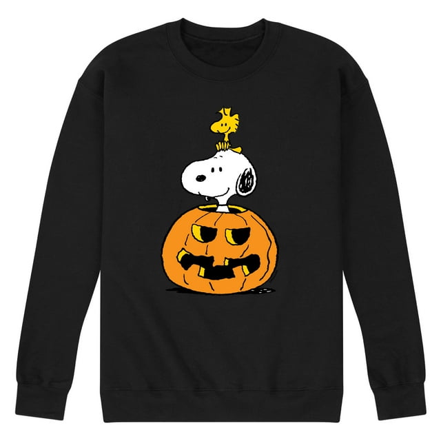 Peanuts - Snoopy Woodstock Pumpkin - Men's Crew Neck Fleece Pullover ...