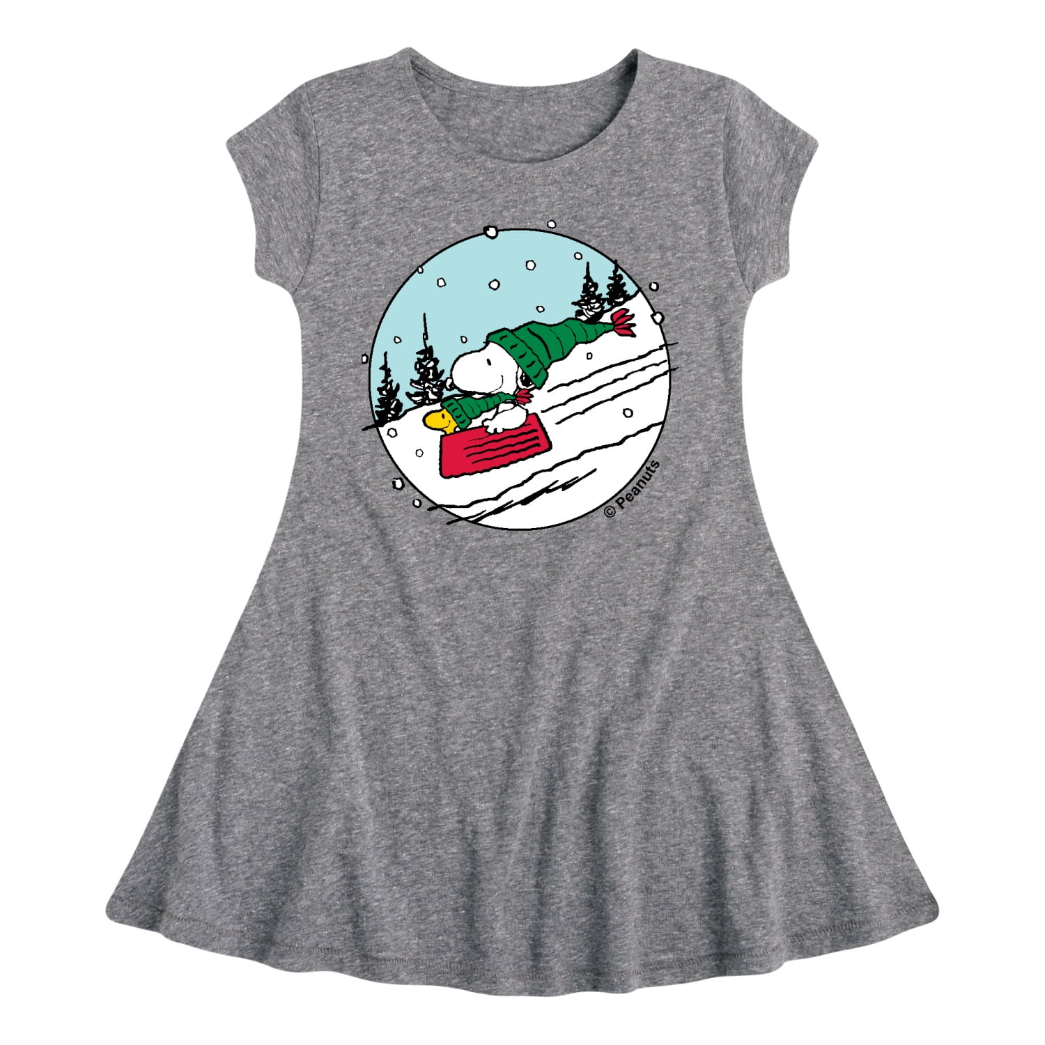Peanuts - Snoopy Woodstock Sled - Toddler & Youth Girls Fit & Flare ...