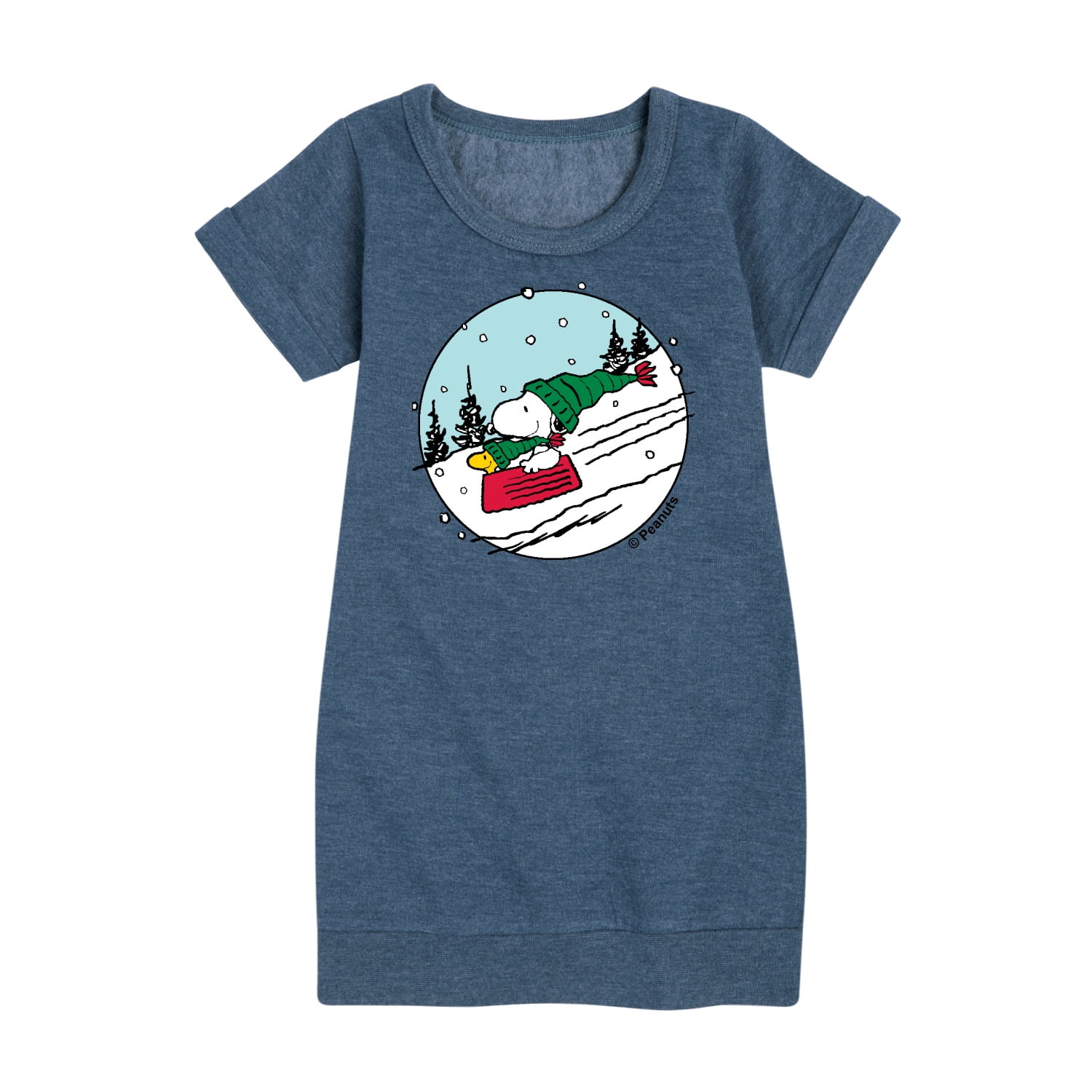 Peanuts - Snoopy Woodstock Sled - Toddler & Youth Girls Fleece Dress ...