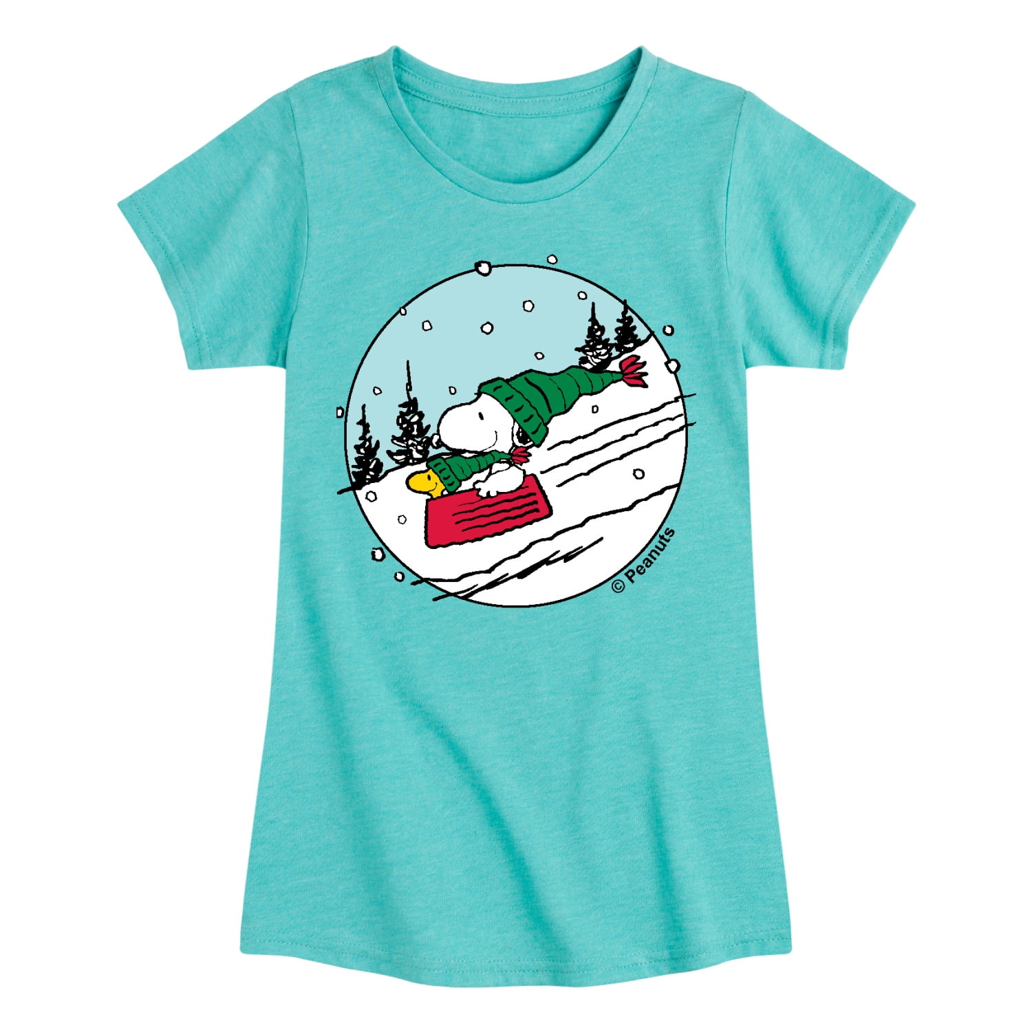 Peanuts - Snoopy Woodstock Sled - Toddler & Youth Girls Short Sleeve ...