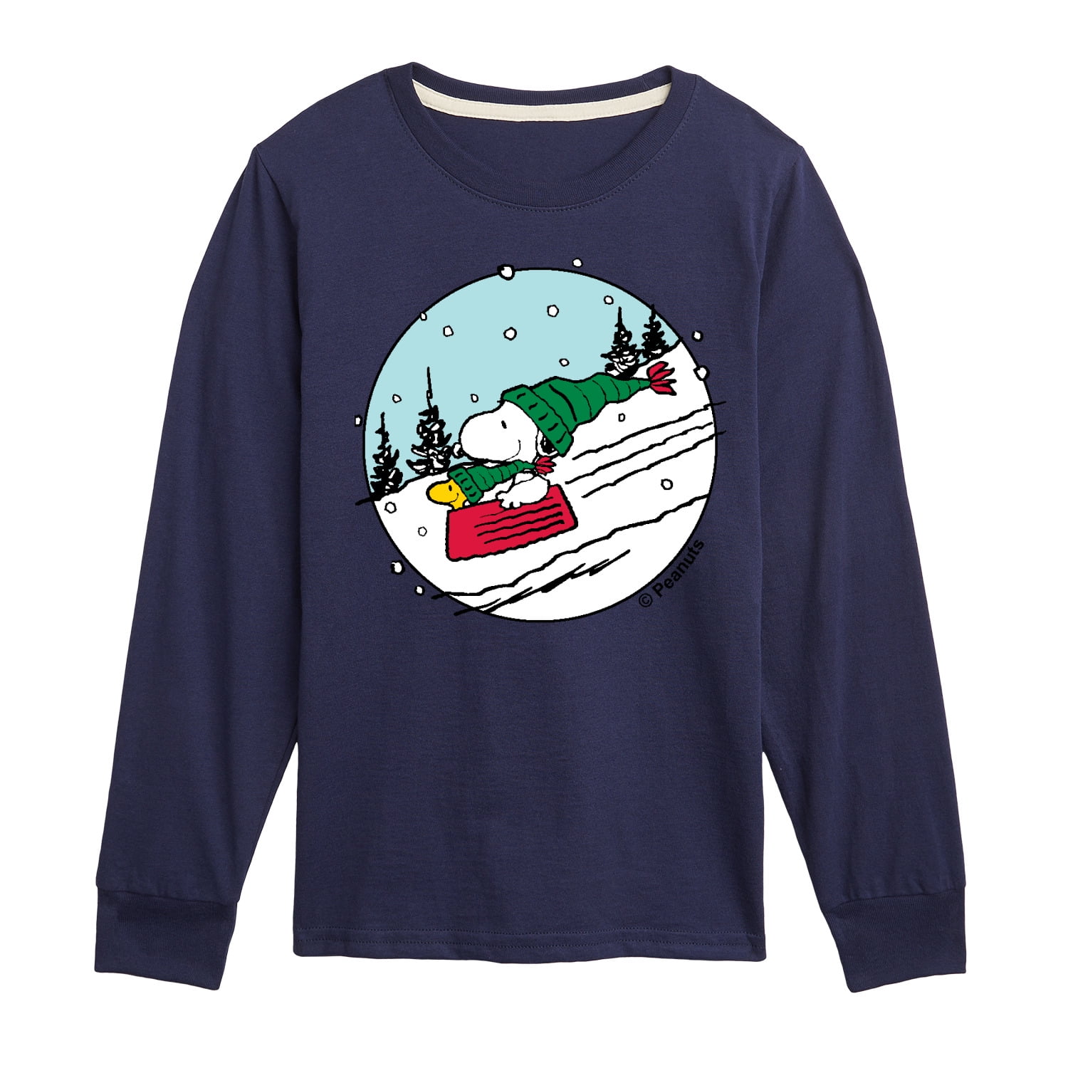 Peanuts - Snoopy Woodstock Sled - Toddler & Youth Long Sleeve Graphic T ...