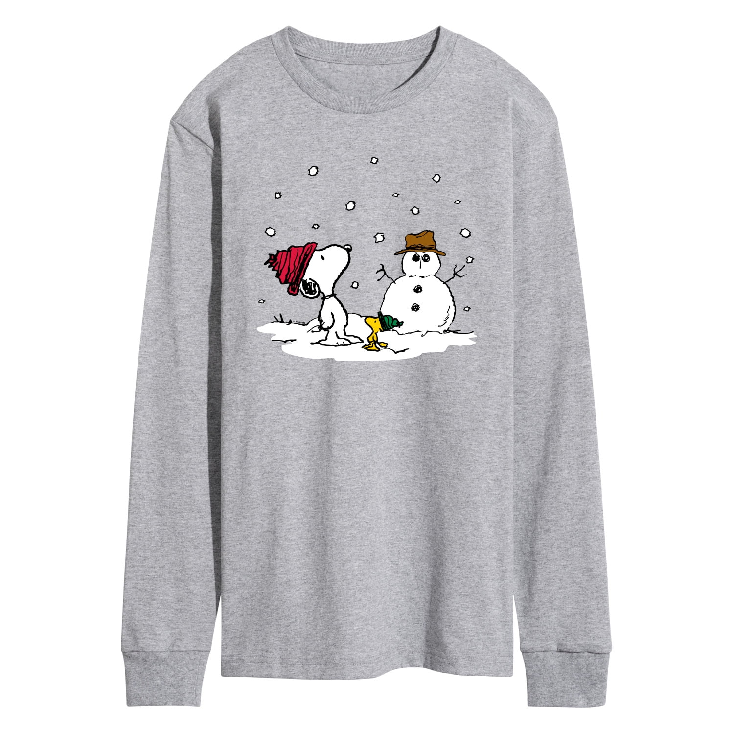 Peanuts - Snoopy Woodstock Snowman - Men's Long Sleeve T-Shirt ...