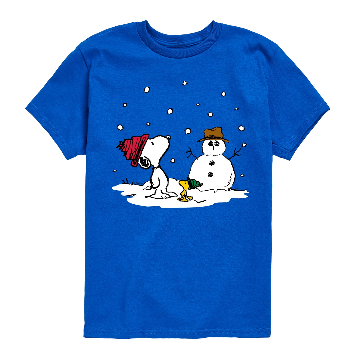 Peanuts - Snoopy Woodstock Snowman - Toddler & Youth Short Sleeve ...