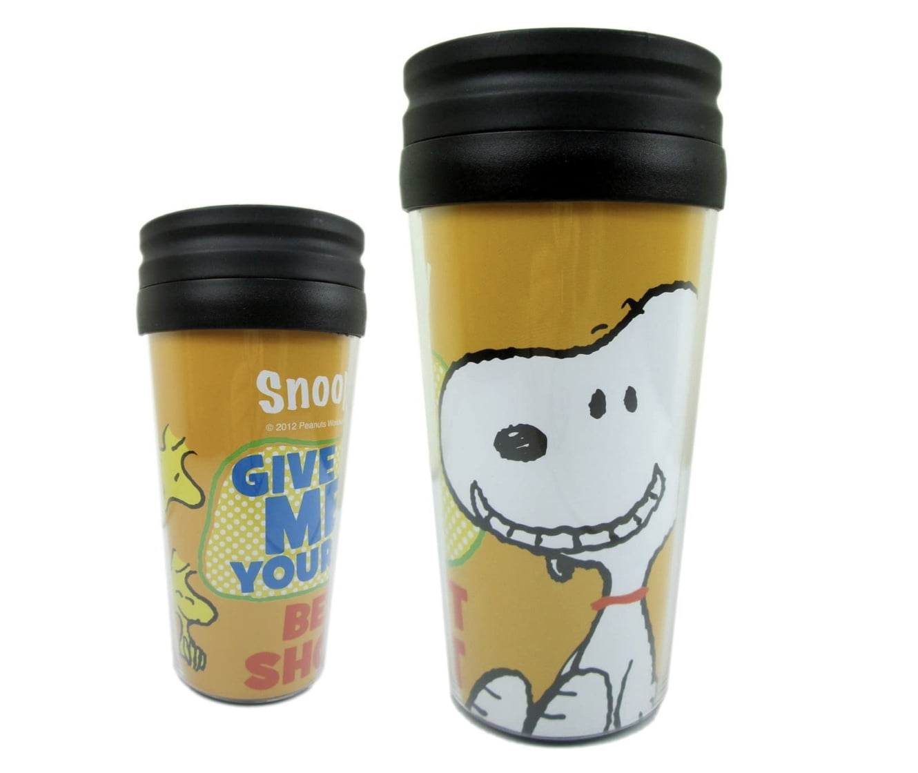 Peanuts Snoopy Woodstock Travel Coffee Cup - Give Me Your Best Shot ...