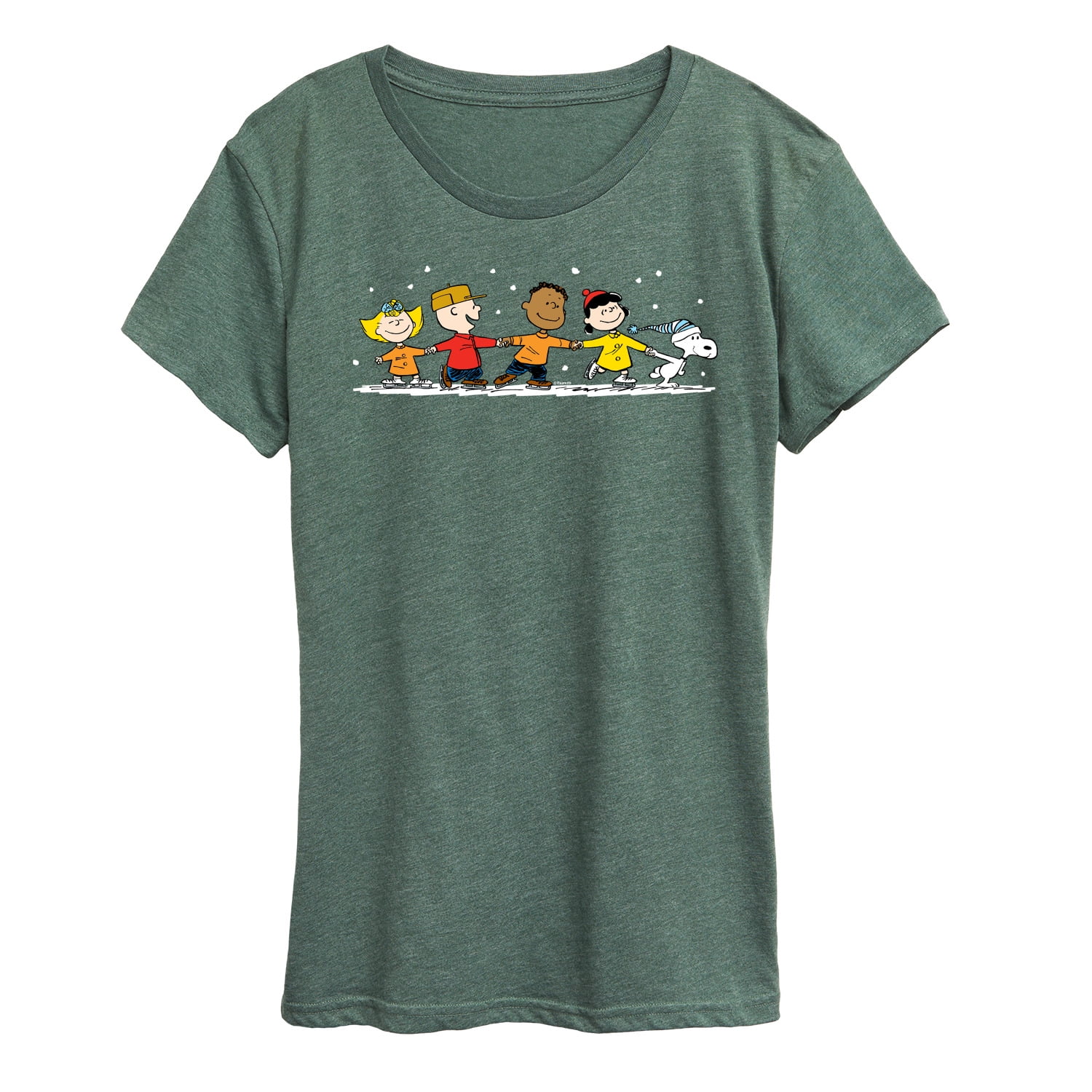Peanuts - Snoopy and Friends Ice Skating - Women's Short Sleeve Graphic T-Shirt - Walmart.com