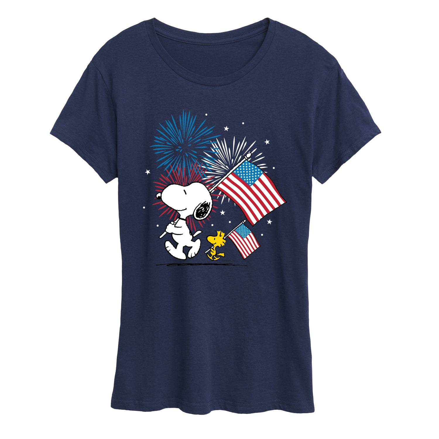 Peanuts - Snoopy and Woodstock Americana - Women's Short Sleeve Graphic ...