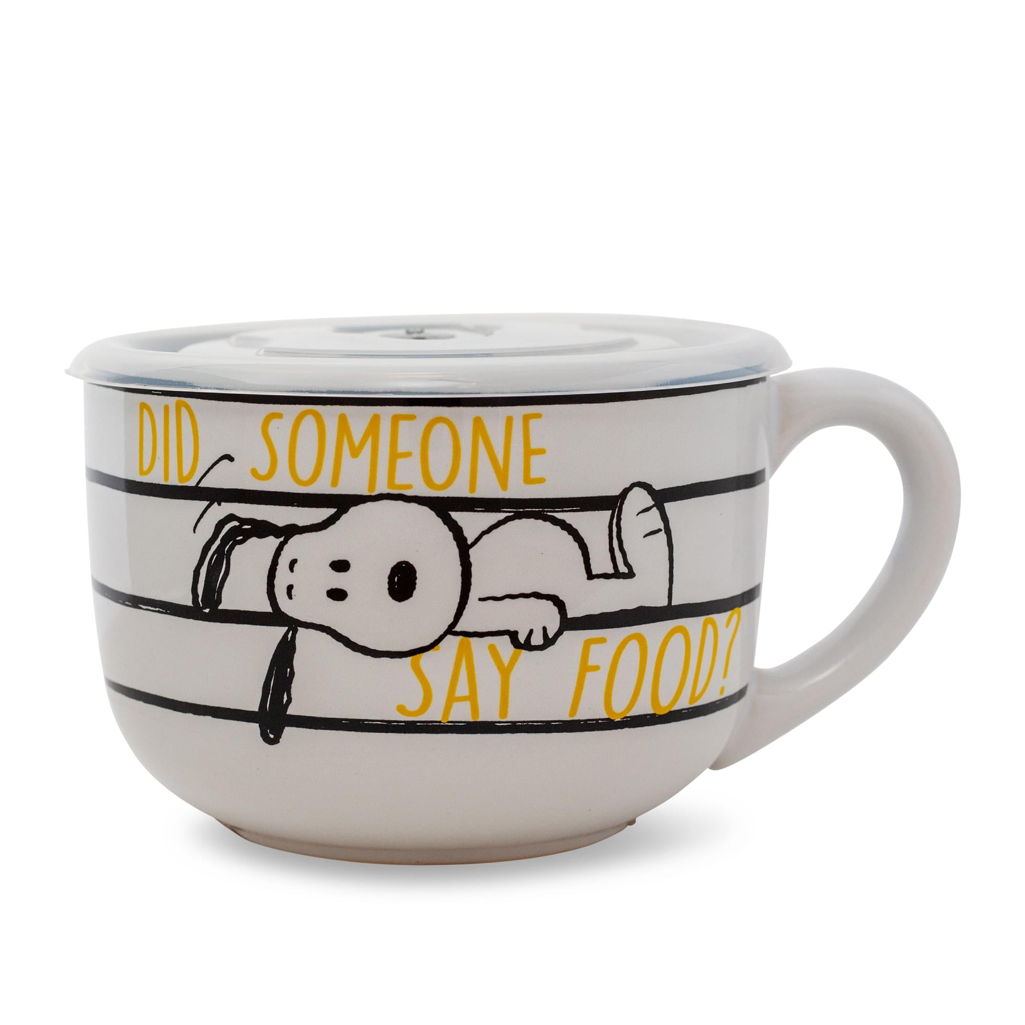 Peanuts Large 24oz Ceramic Soup Mug with Vented Lid, Snoopy and ...