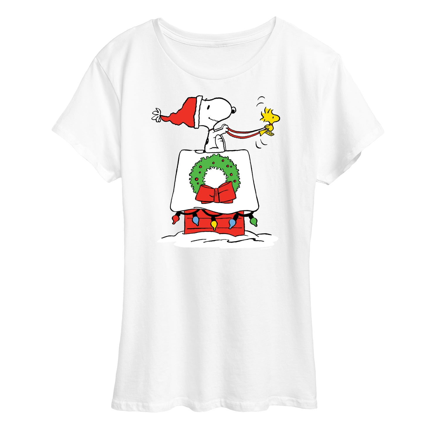 Peanuts - Snoopy and Woodstock House Sleigh - Women's Short Sleeve ...
