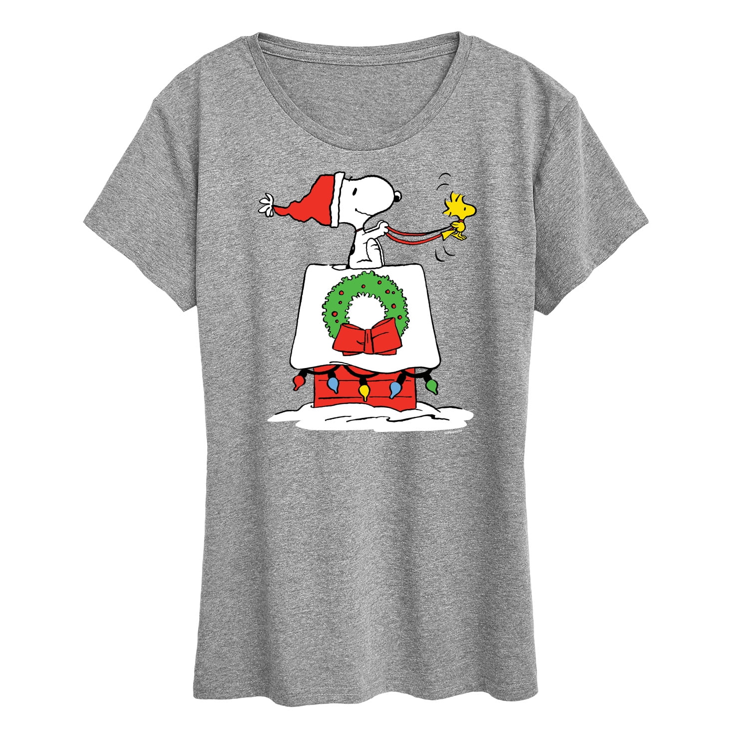 Peanuts - Snoopy and Woodstock House Sleigh - Women's Short Sleeve ...