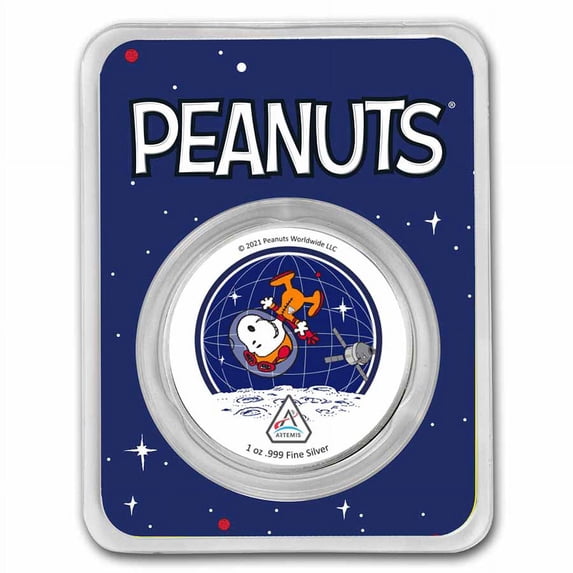 Peanuts® Snoopy & Artemis Missions 1 oz Silver Colorized Round ...