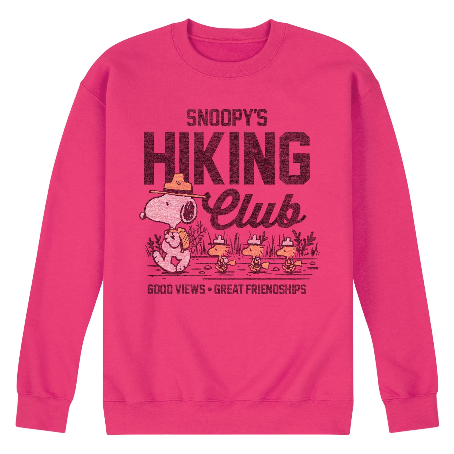 Peanuts - Snoopys Hiking Club - Men's Crew Neck Fleece Pullover ...