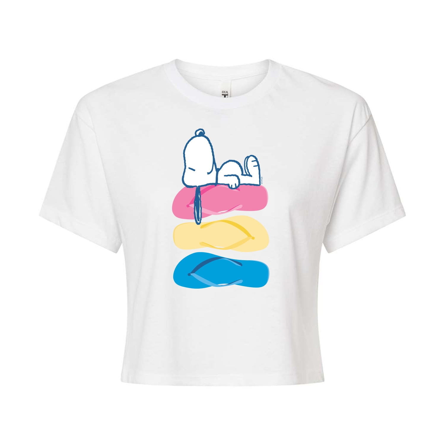 Peanuts - Summer Edition - Snoopy & Flip Flops - Juniors Cropped Cotton ...