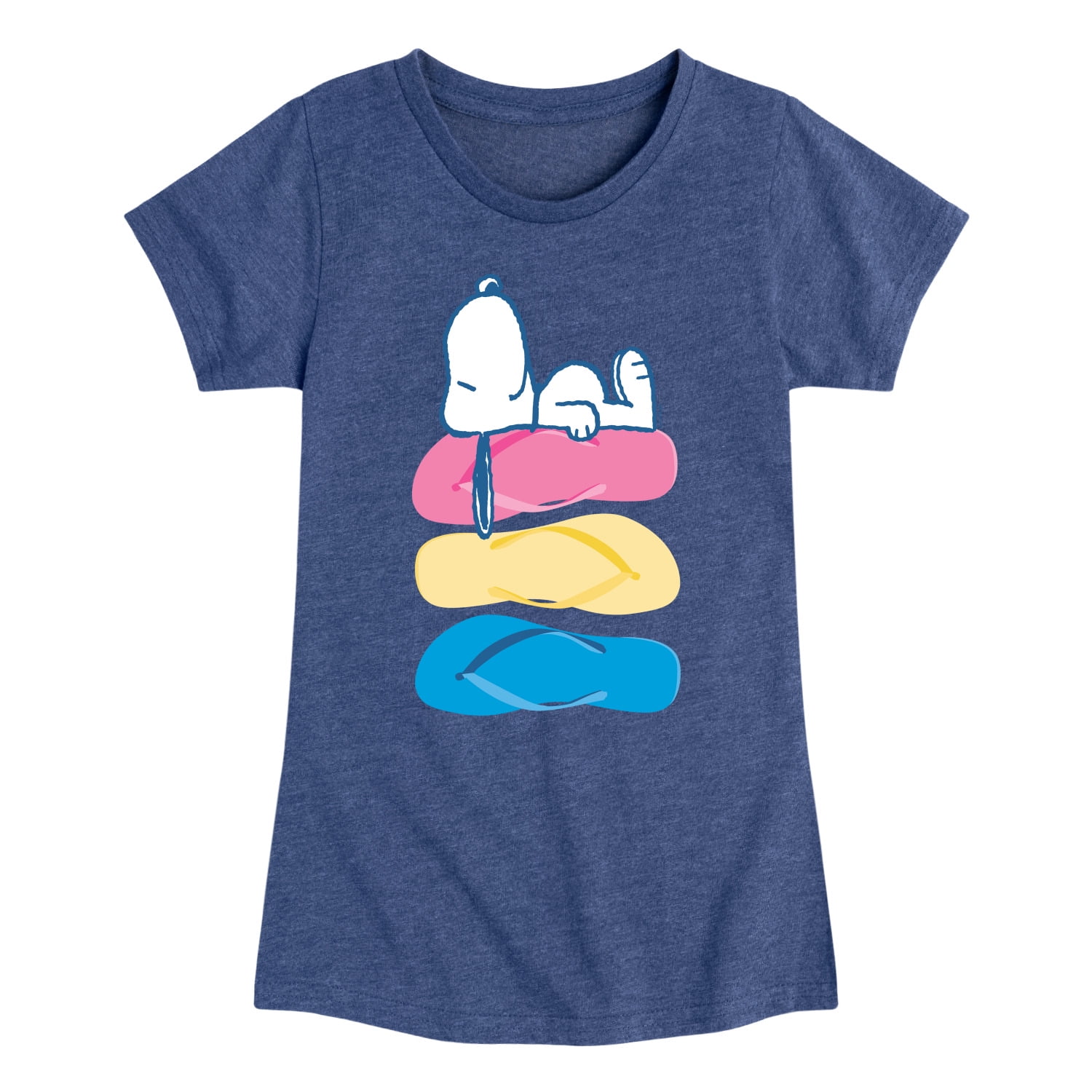 Peanuts - Summer Edition - Snoopy & Flip Flops - Toddler & Youth Girls Short Sleeve Graphic T ...