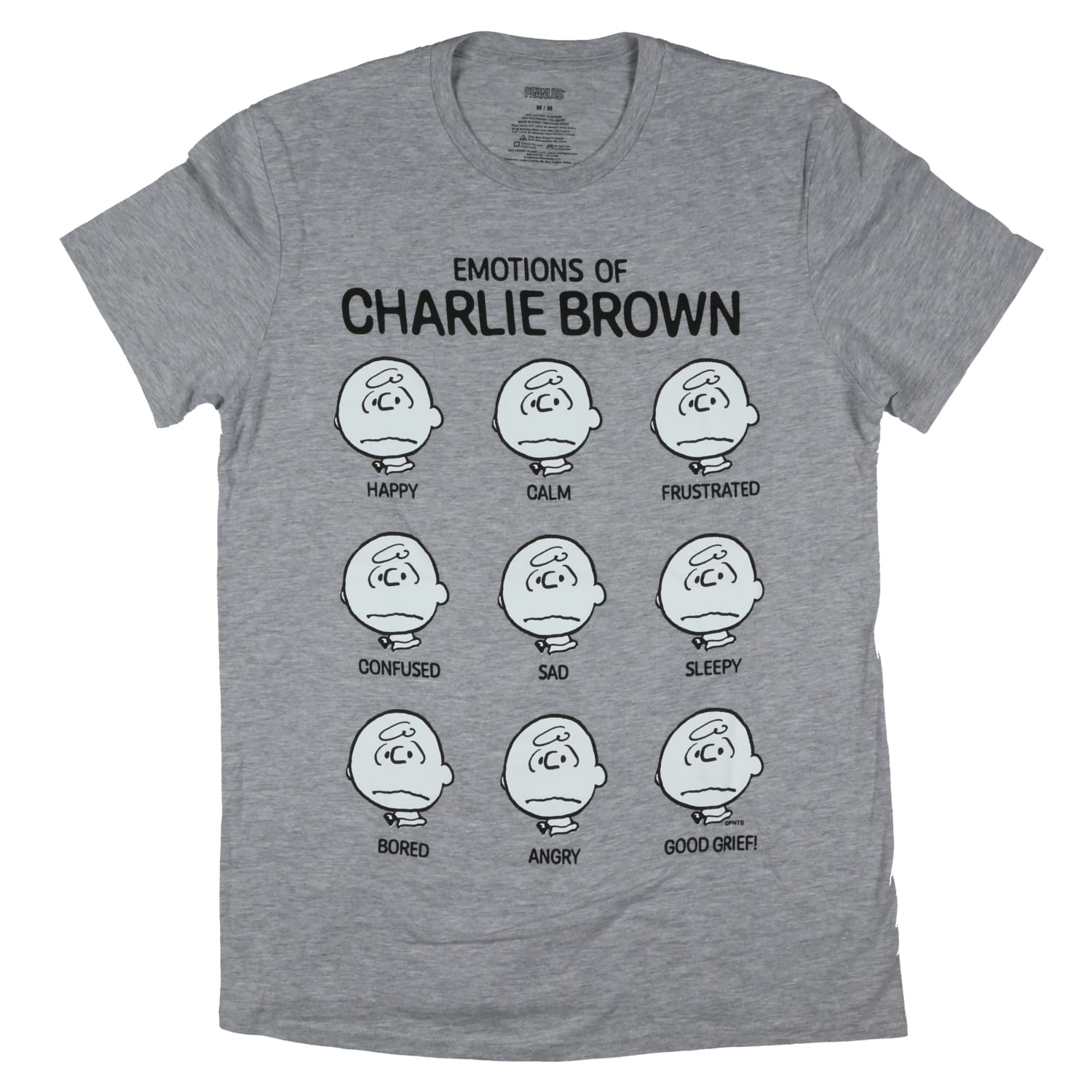 Peanuts T-Shirt Emotions Of Charlie Brown Men's Adult Short Sleeve ...
