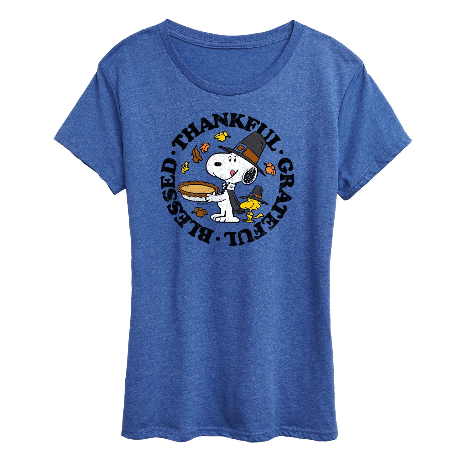 Peanuts - Thankful Grateful Blessed - Women's Short Sleeve Graphic T-Shirt - Walmart.com