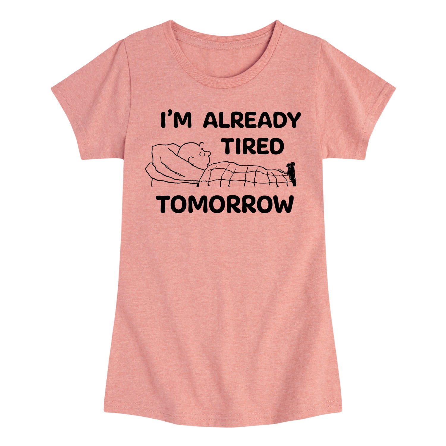Peanuts - Tired Tomorrow - Toddler & Youth Girls Short Sleeve Graphic T ...