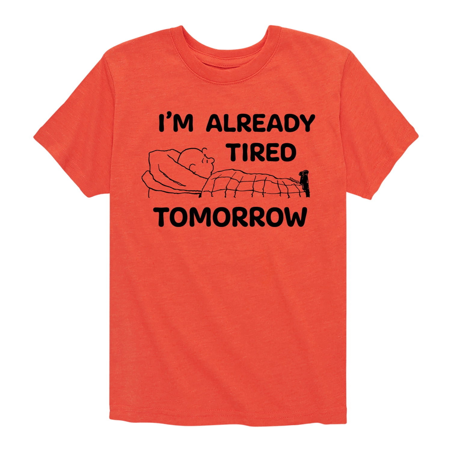 Peanuts - Tired Tomorrow - Toddler & Youth Short Sleeve Graphic T-Shirt ...