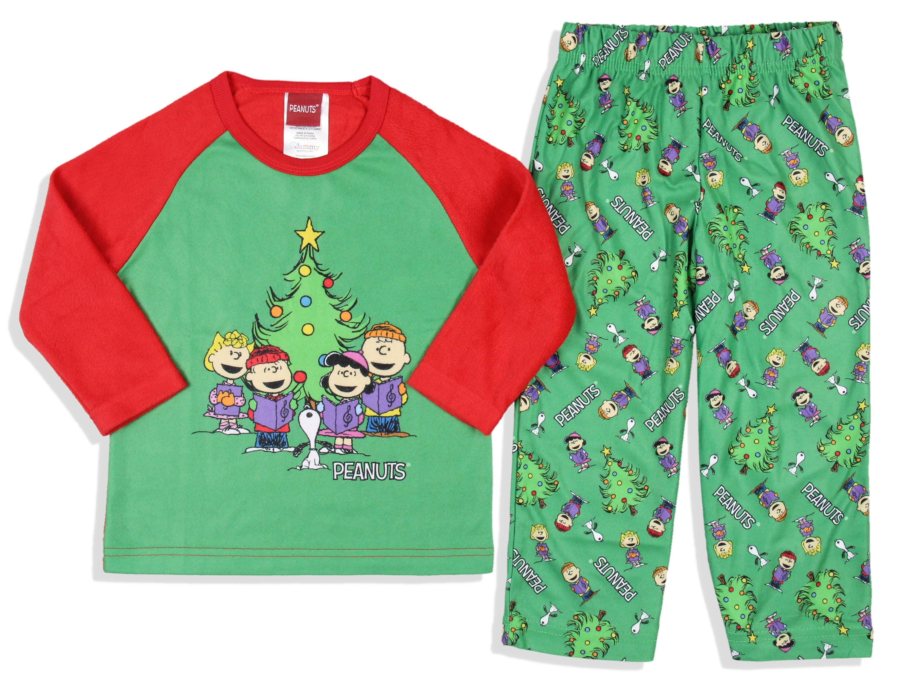 Peanuts Toddler Boys' Christmas Holiday Season Sing Along Sleep Pajama ...