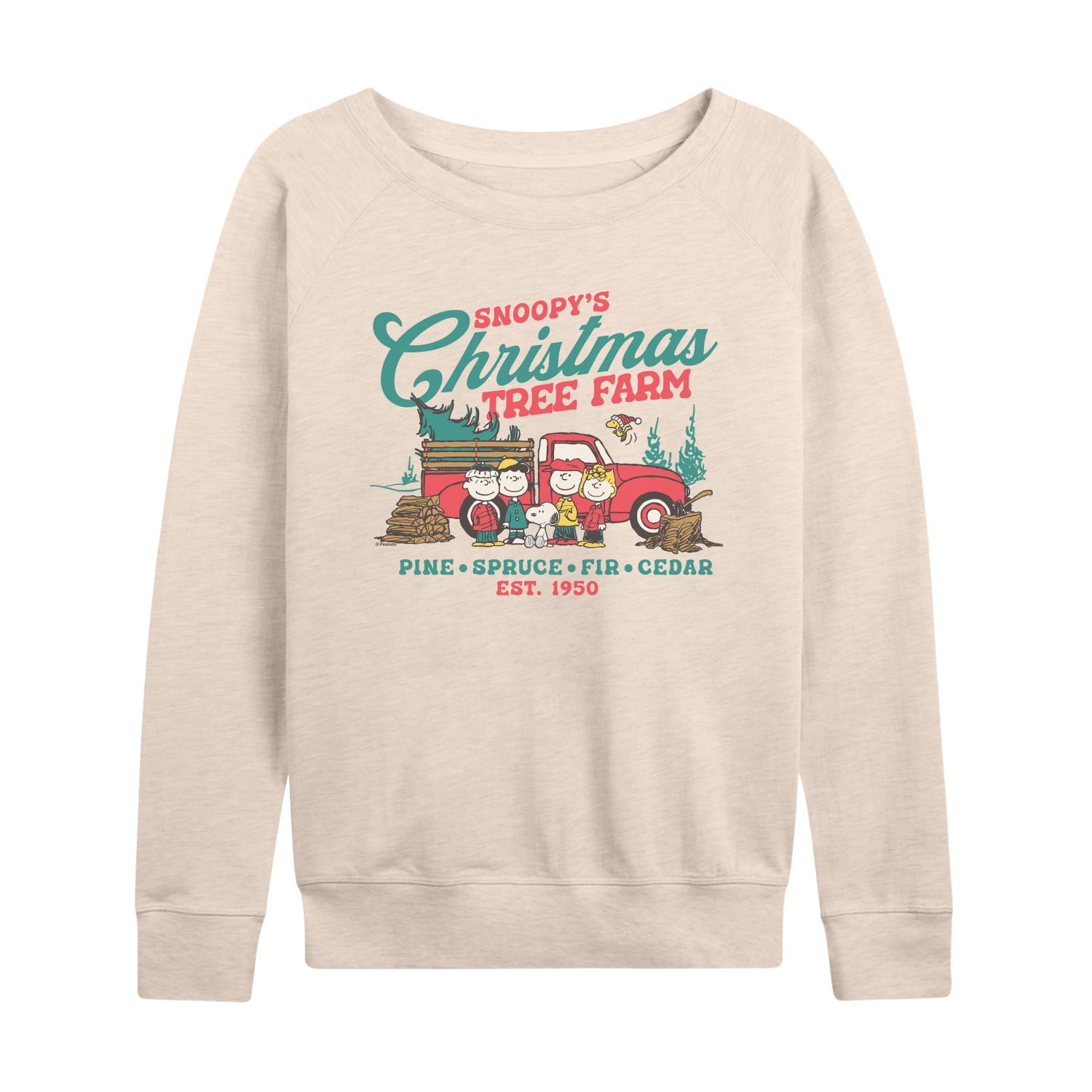 Peanuts - Tree Farm - Women's French Terry Long Sleeve Pullover ...