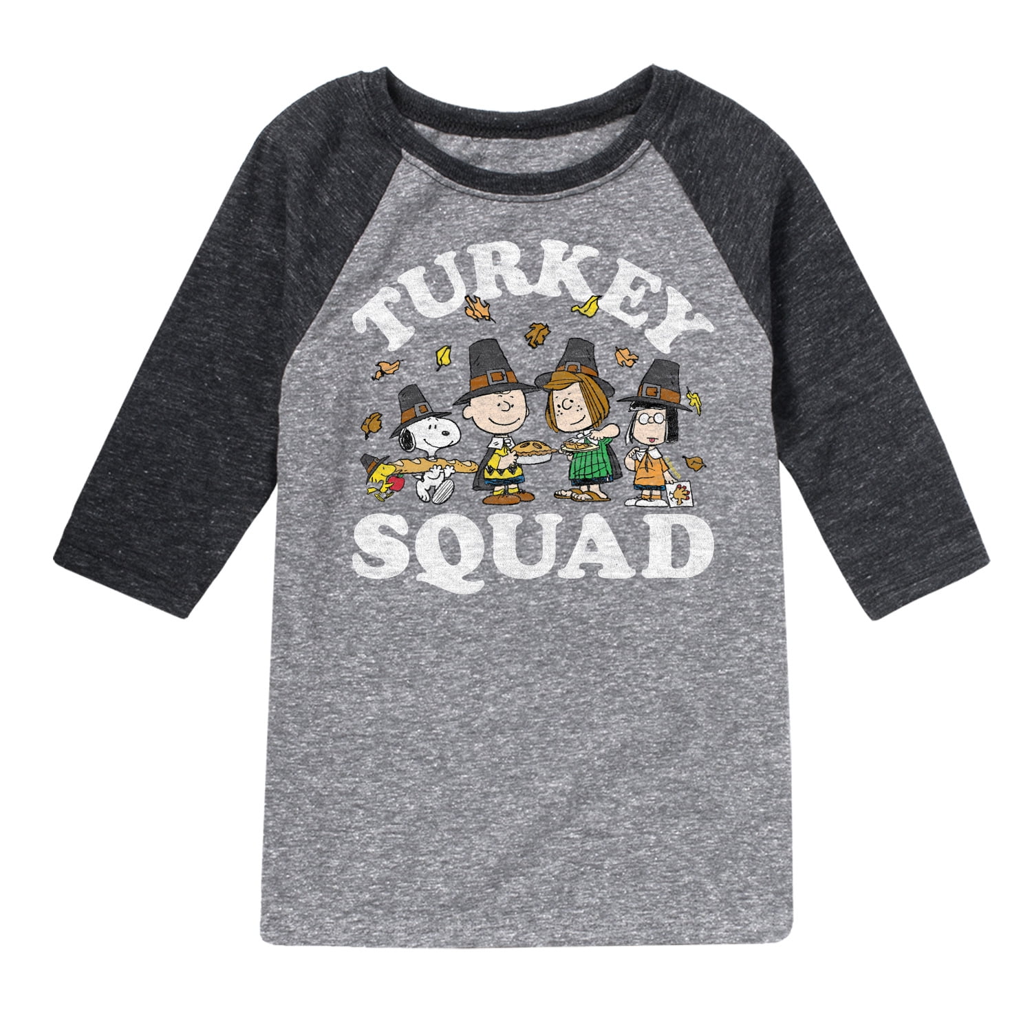 Peanuts - Turkey Squad - Toddler And Youth Raglan Graphic T-Shirt ...