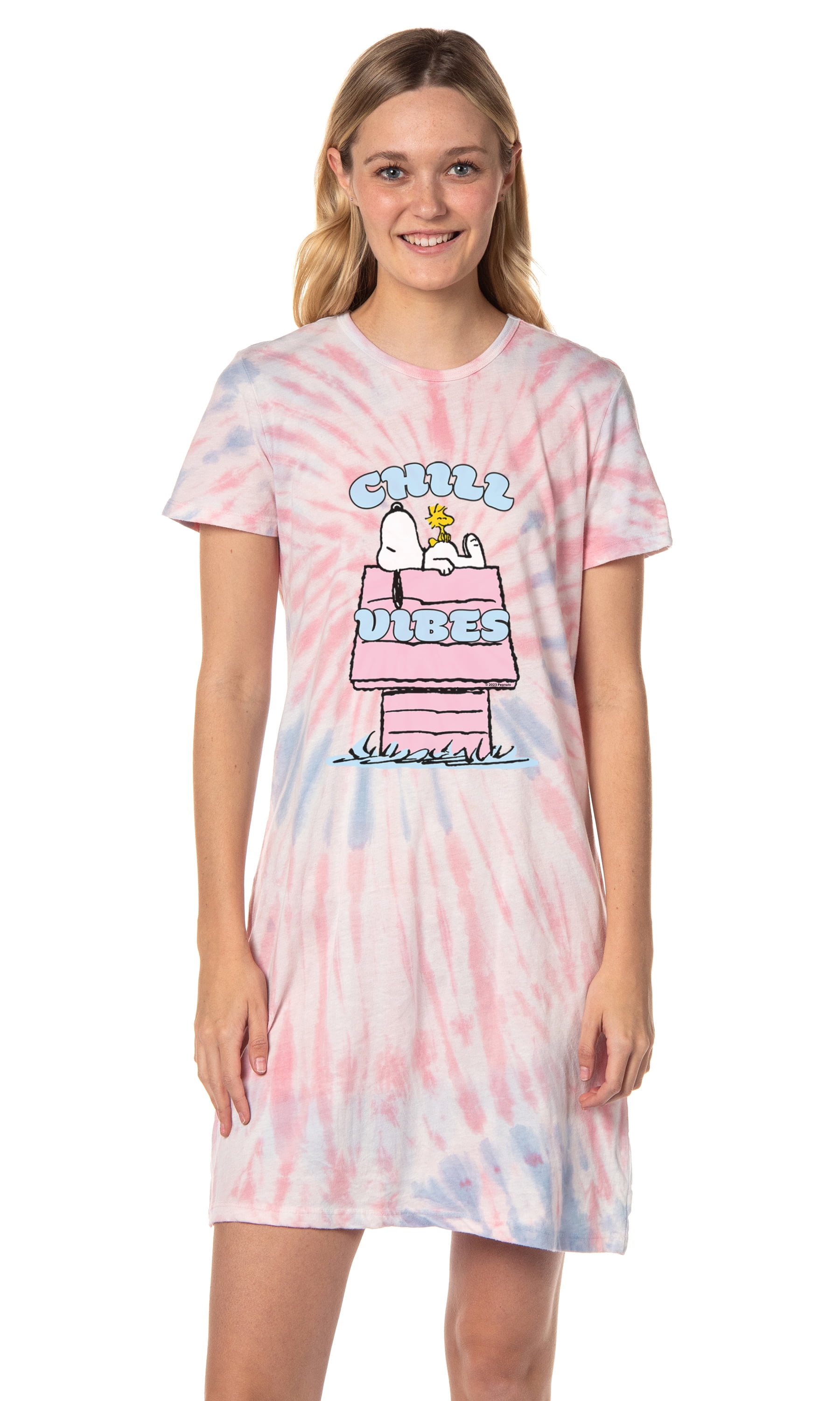 Peanuts Women's Snoopy Chill Vibes Nightgown Sleep Pajama Shirt For ...