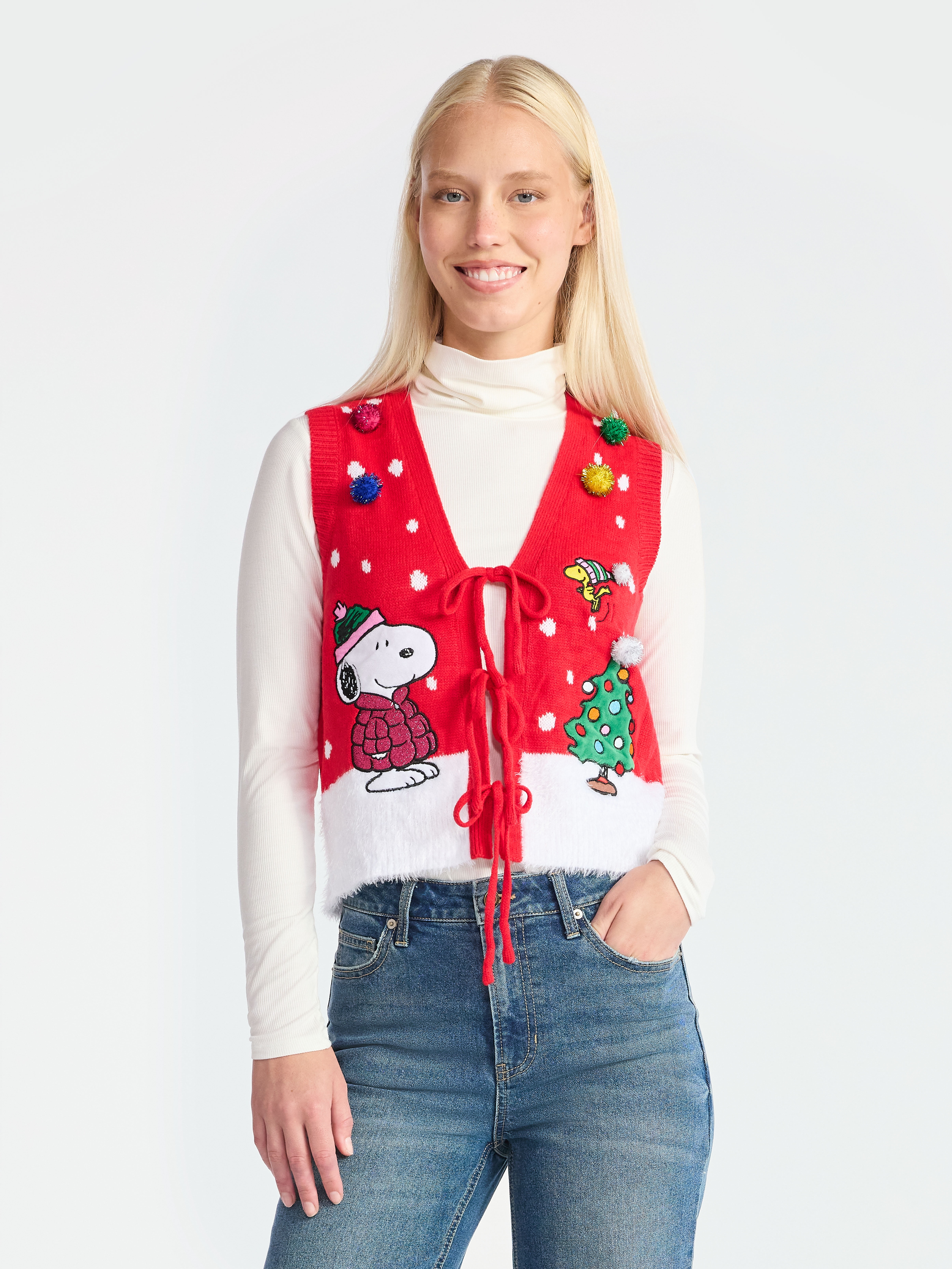 Peanuts Women's Snoopy Christmas Tie Vest, Sizes XXS-XXL - Walmart.com