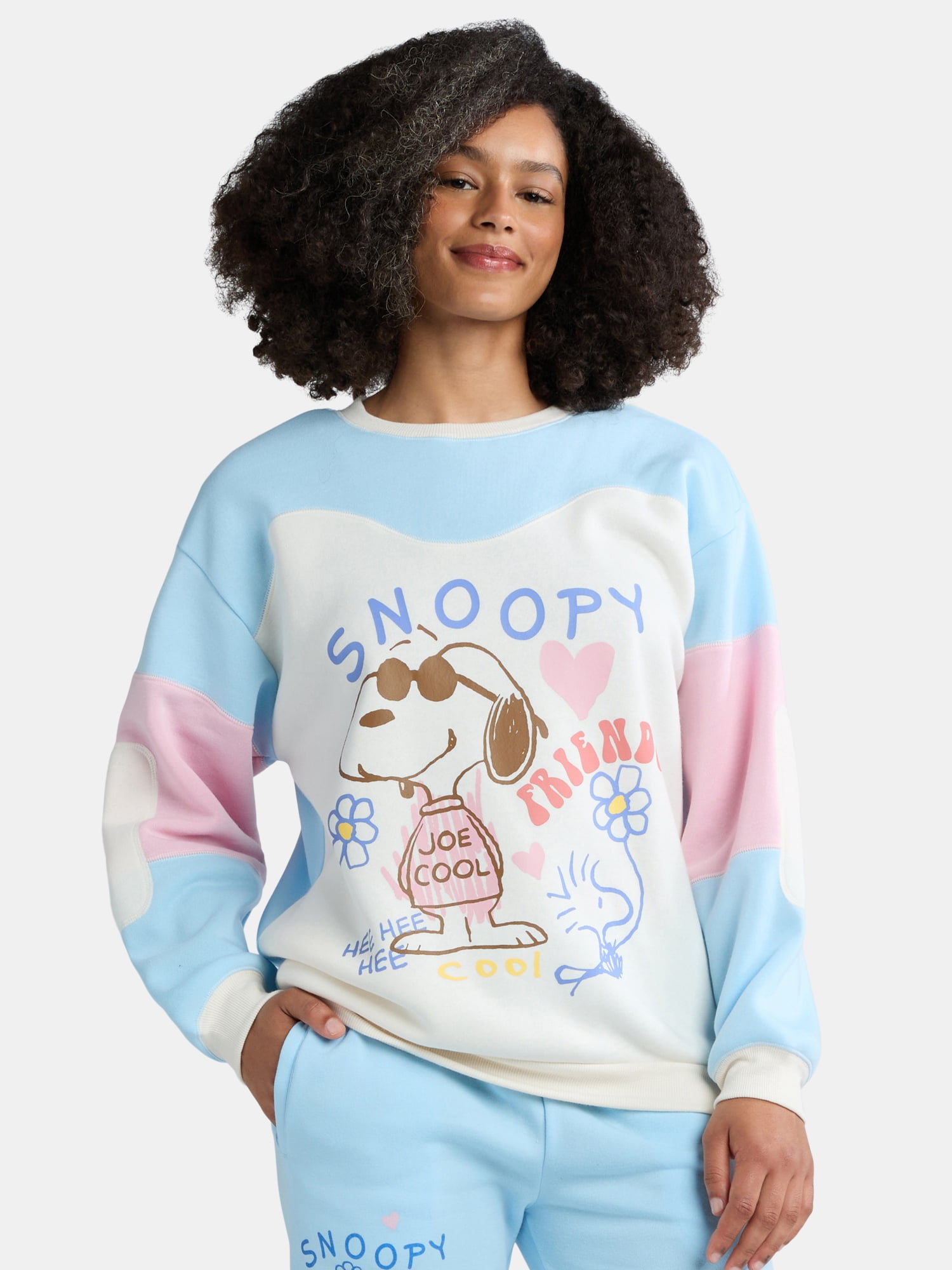 Peanuts Women's Snoopy Colorblocked Graphic Sweatshirt, Sizes XXS-XXL ...