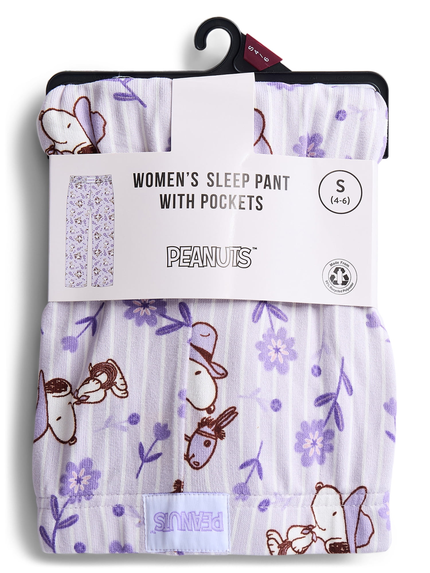 Peanuts Women’s Snoopy Print Hacci Knit Wide Leg Sleep Pants, Sizes XS ...