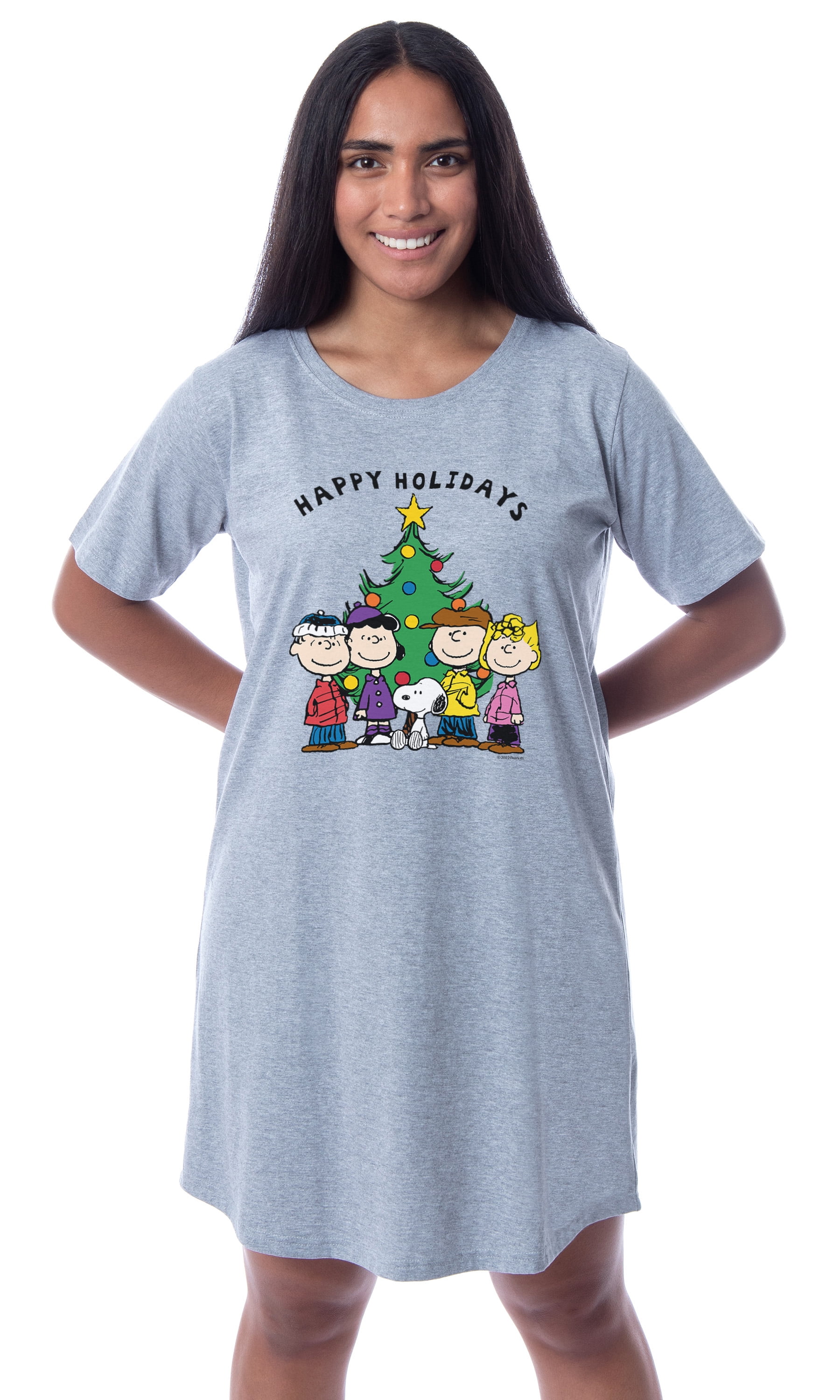 Peanuts Womens' Happy Holidays Christmas Nightgown Sleep Pajama Shirt ...