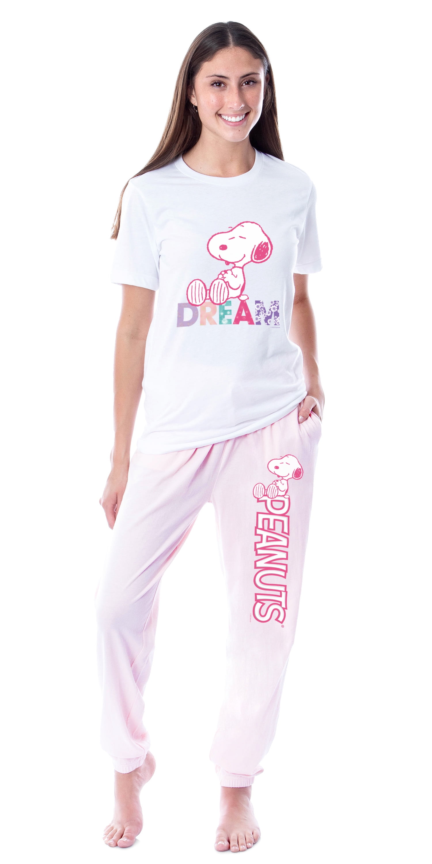 Peanuts Womens' Snoopy Dream Comic Flower Relaxing Sleep Pajama Set ...
