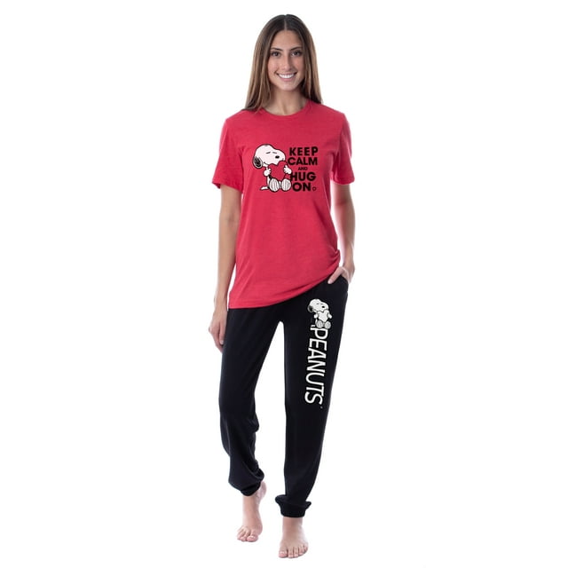 Peanuts Womens' Snoopy Keep Calm And Hug On Valentines Sleep Pajama Set - Walmart.com