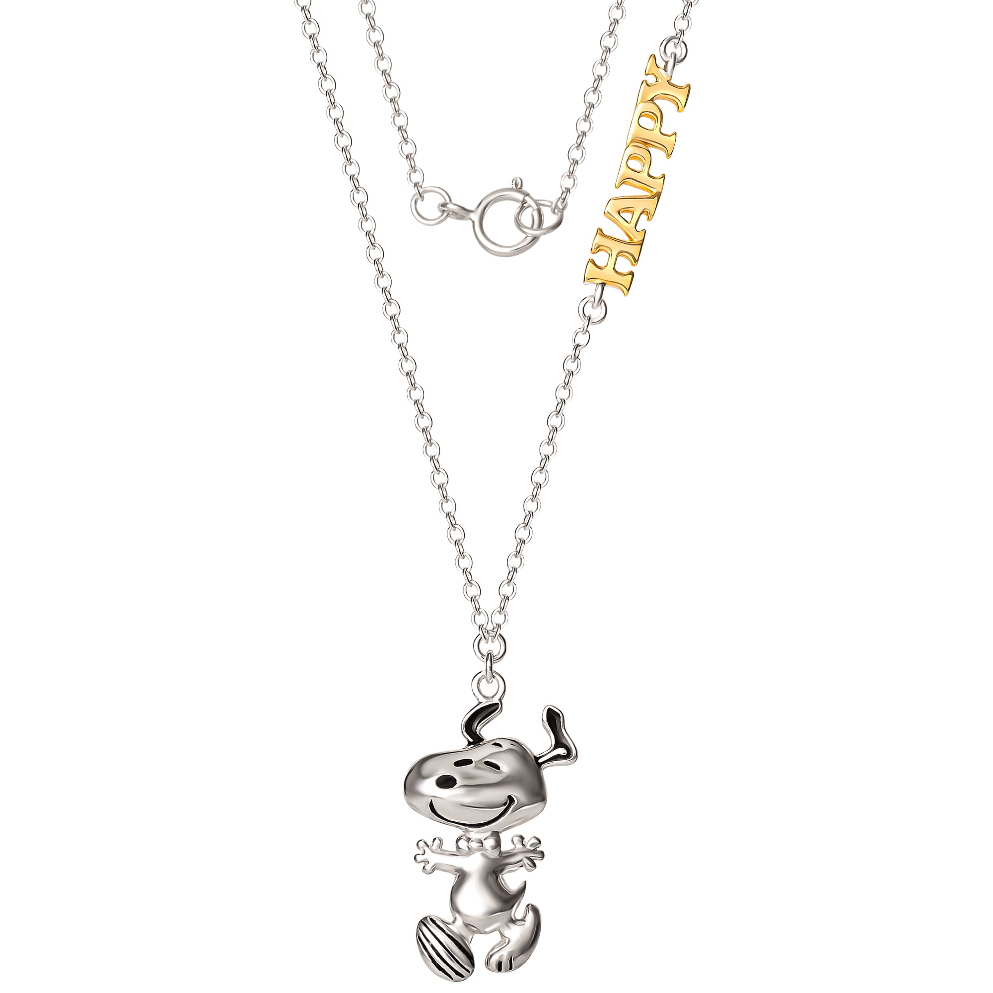 Peanuts Womens Snoopy Necklace 18" - Silver or Gold-Plated Sterling ...