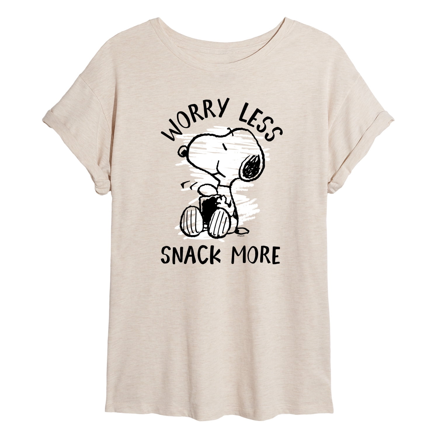 Peanuts - Worry Less Snack More Snoopy - Women's Oversized T-Shirt ...