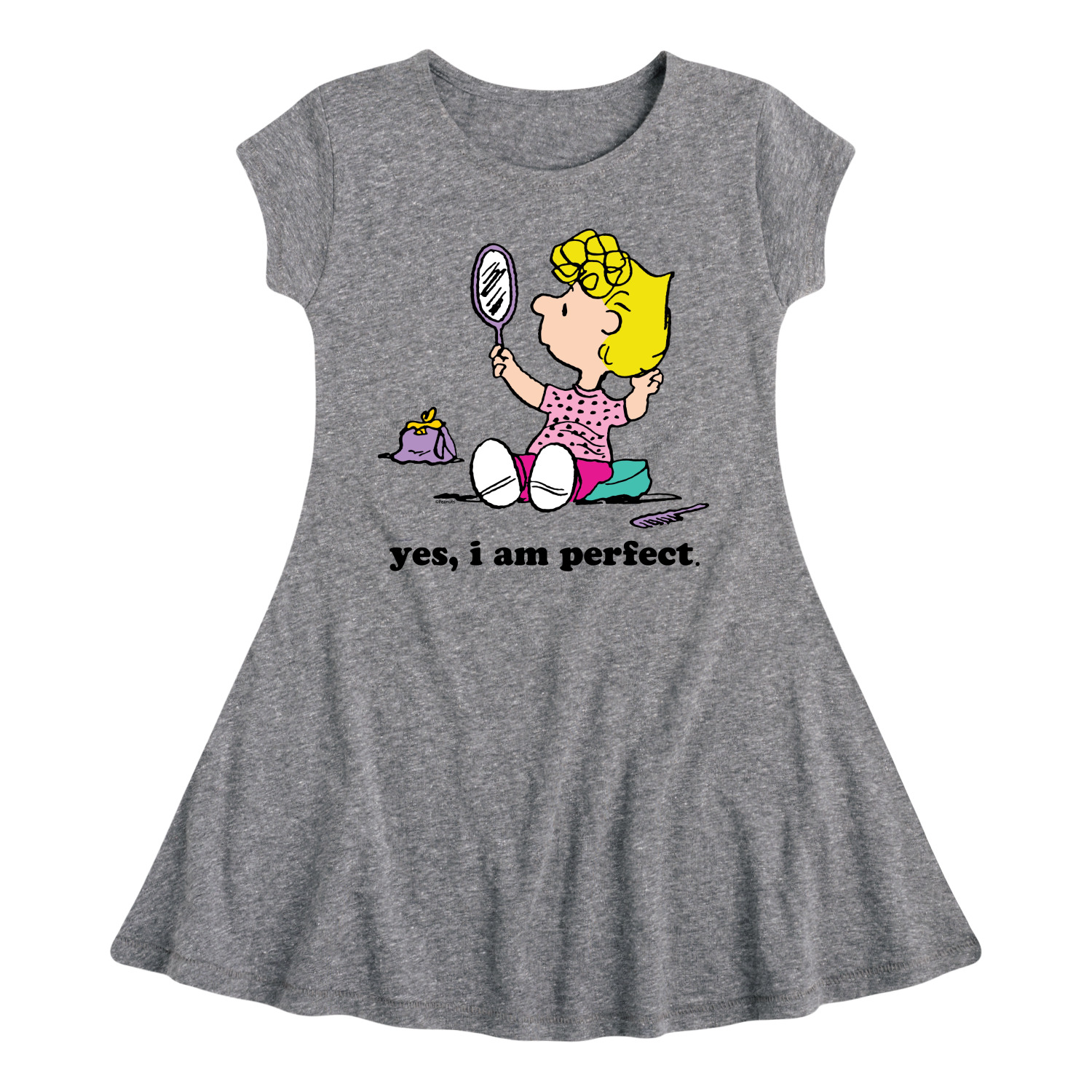 Peanuts - Yes I Am Perfect Sally - Toddler & Youth Girls Fit & Flare ...