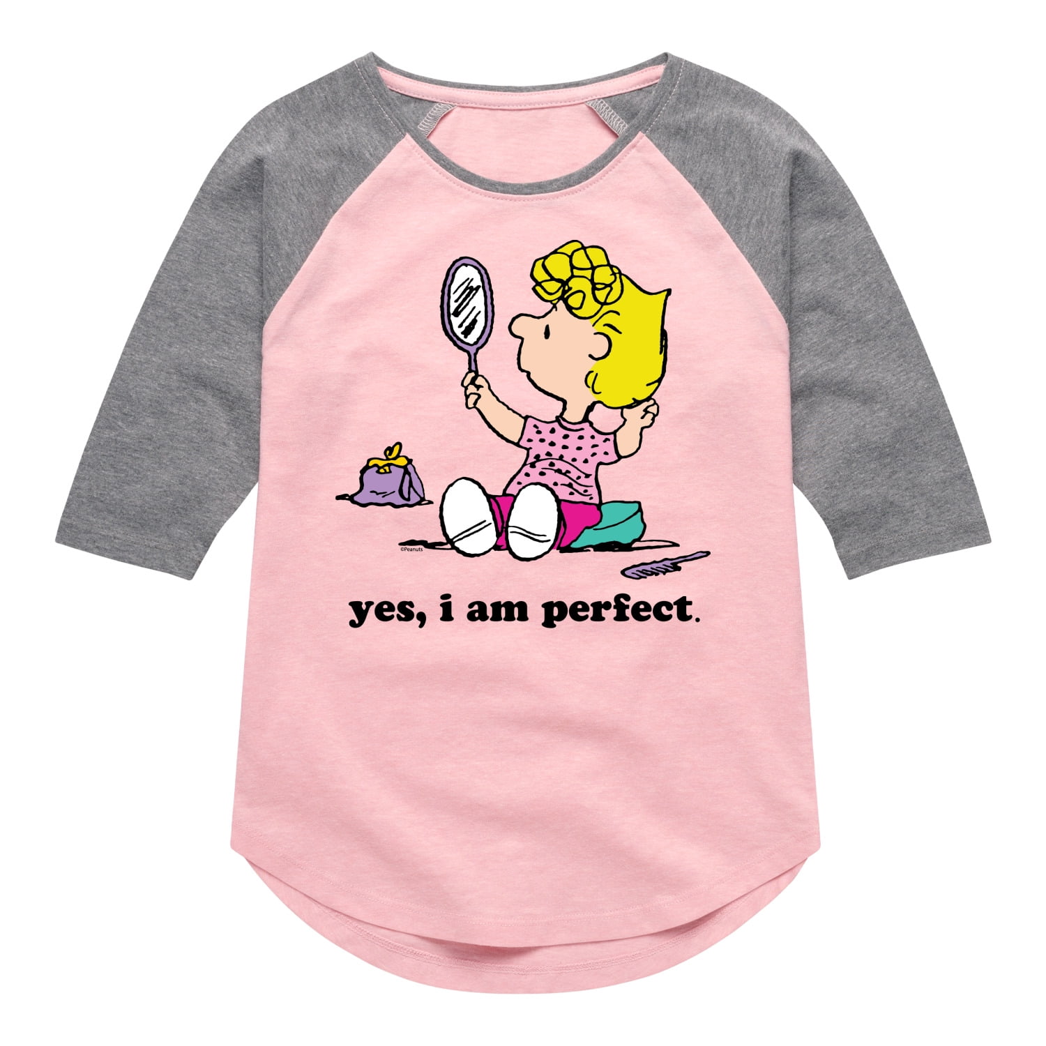 Peanuts - Yes I Am Perfect Sally - Toddler & Youth Girls Raglan Graphic ...