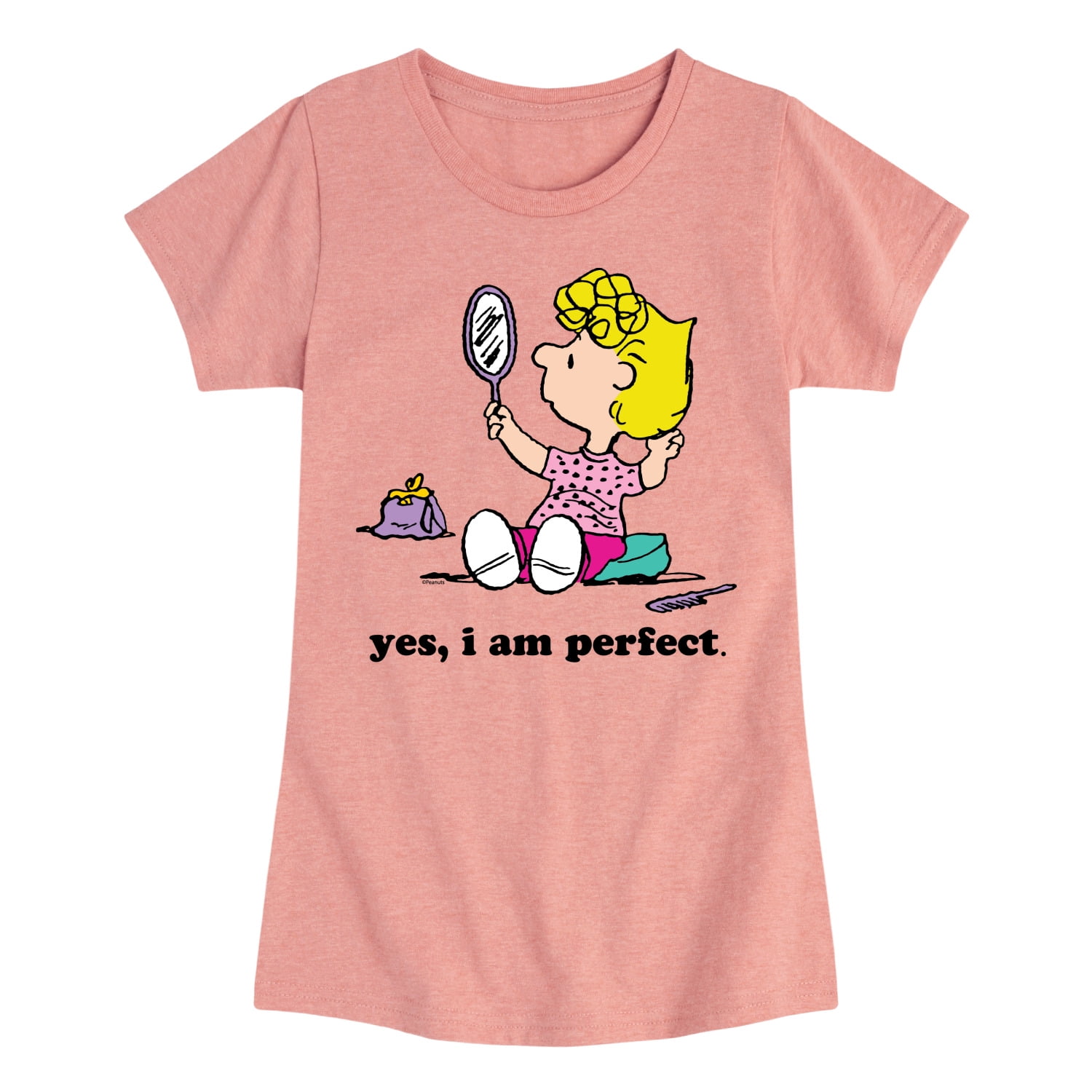 Peanuts - Yes I Am Perfect Sally - Toddler & Youth Girls Short Sleeve ...