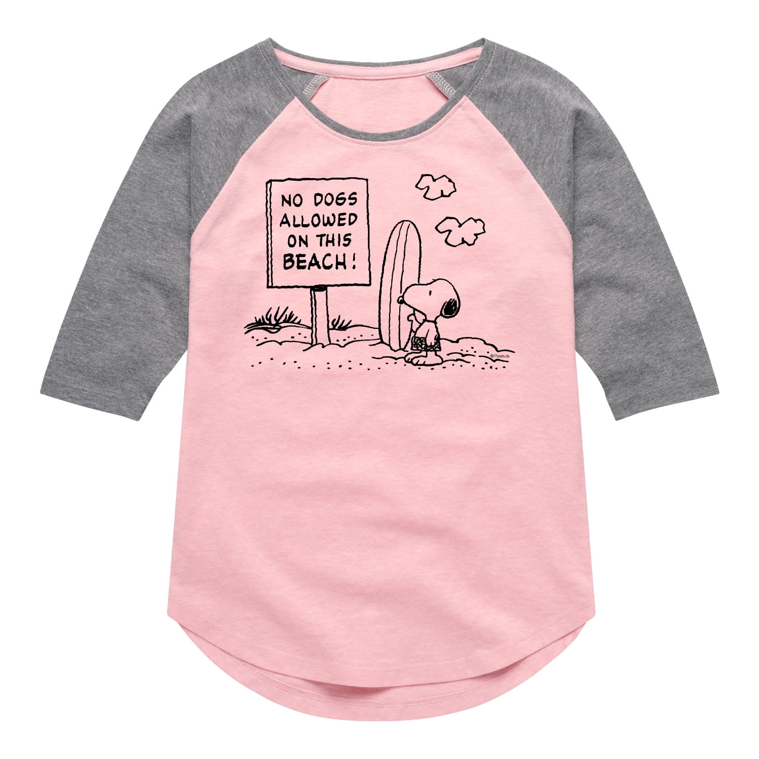 Peanuts - no Dogs Allowed - Toddler And Youth Girls Raglan Graphic T ...