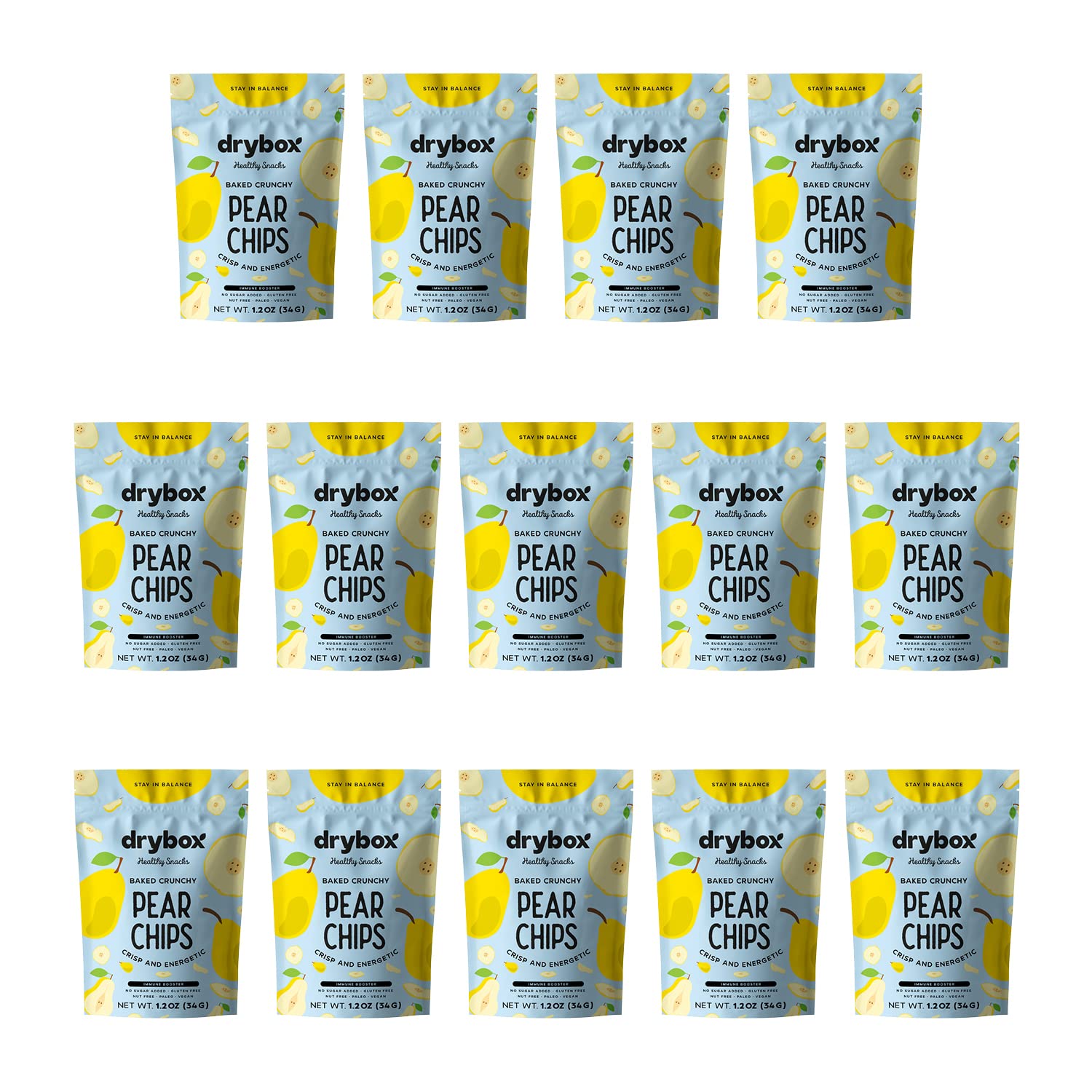 Pear Chips, 14 Pack Unsweetened Pear Fruit Crisps, No Sugar Added | Non ...