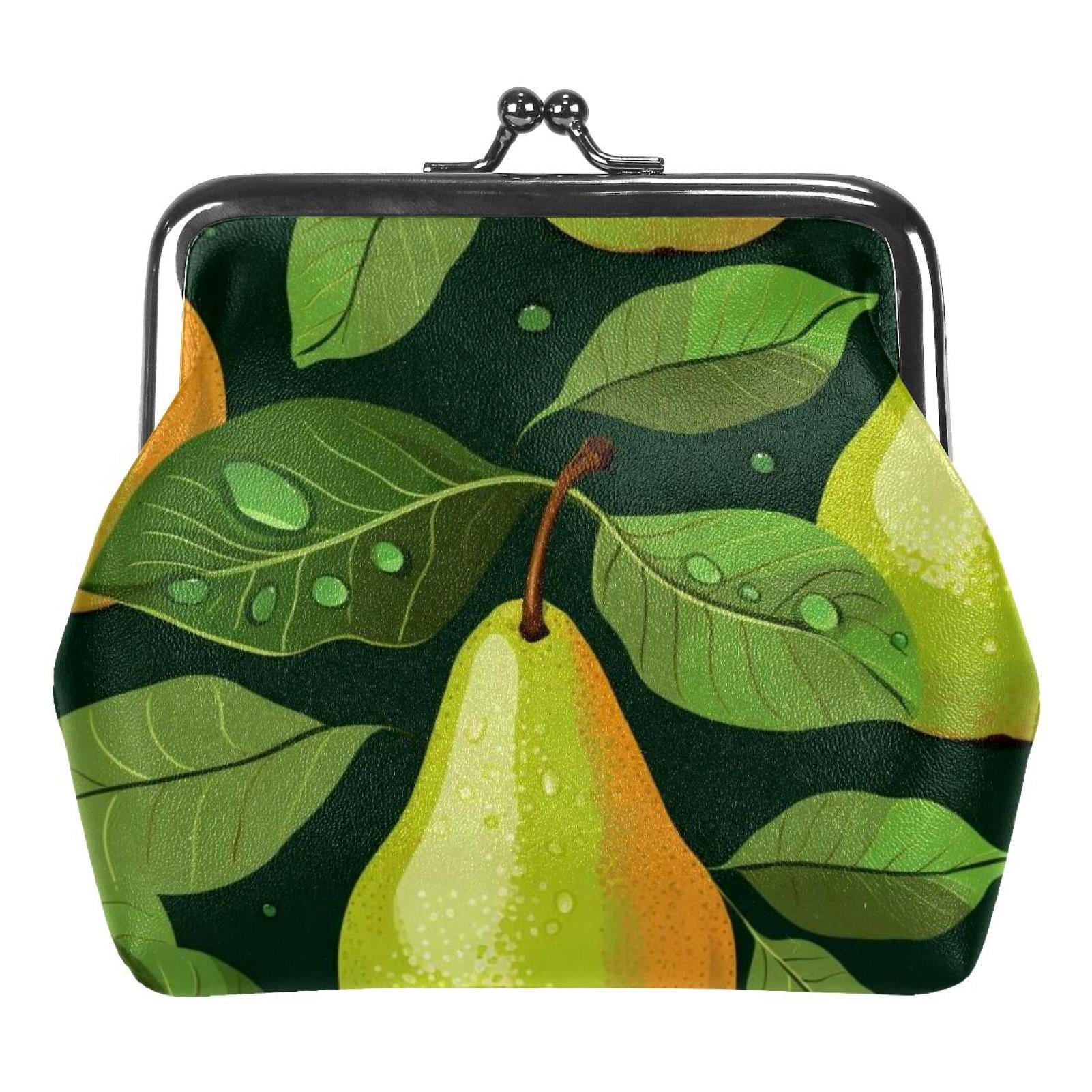Pear Coin Purse Vintage Pouch Buckle Clutch Bag Kiss-Lock Change Purse ...