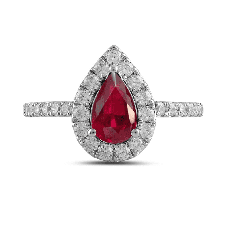 Pear Cut Ruby Ring in 925 Sterling Silver - Proposal Engagement Wedding ...
