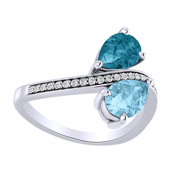AFFY Pear Cut Simulated Landon Blue Topazpass Engagement Ring In 14K ...