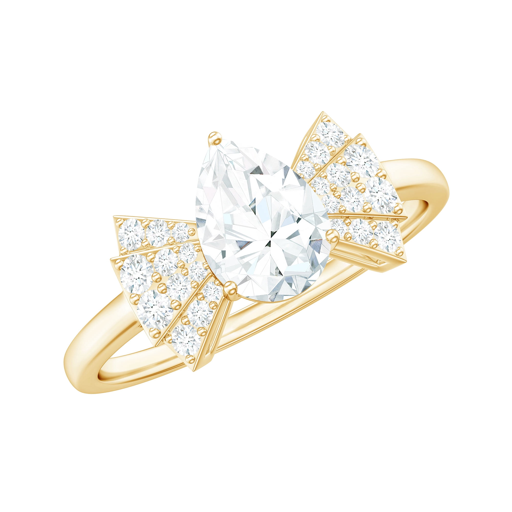 Pear Cut Solitaire Moissanite Engagement Ring, Bow Tie Ring for Women ...