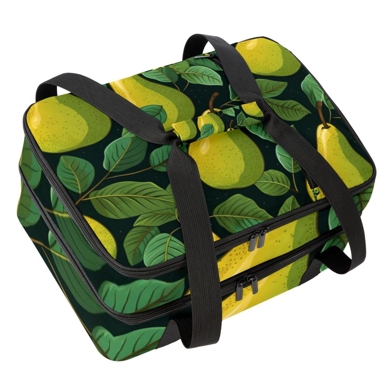 Pear Double Layered Insulated Lunch Bag with Two Compartments, Large ...