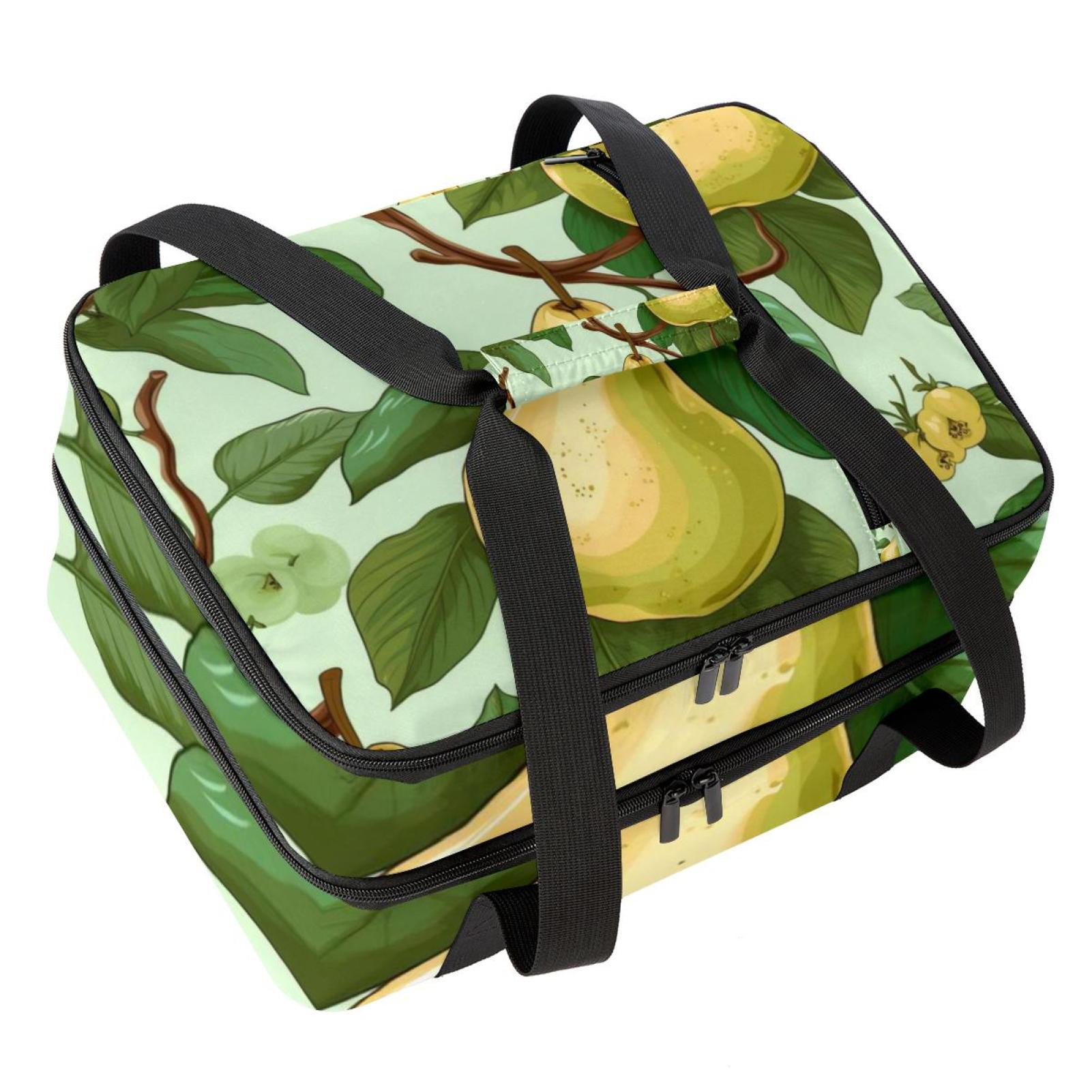 Pear Double Layered Insulated Lunch Bag with Two Compartments - Large ...