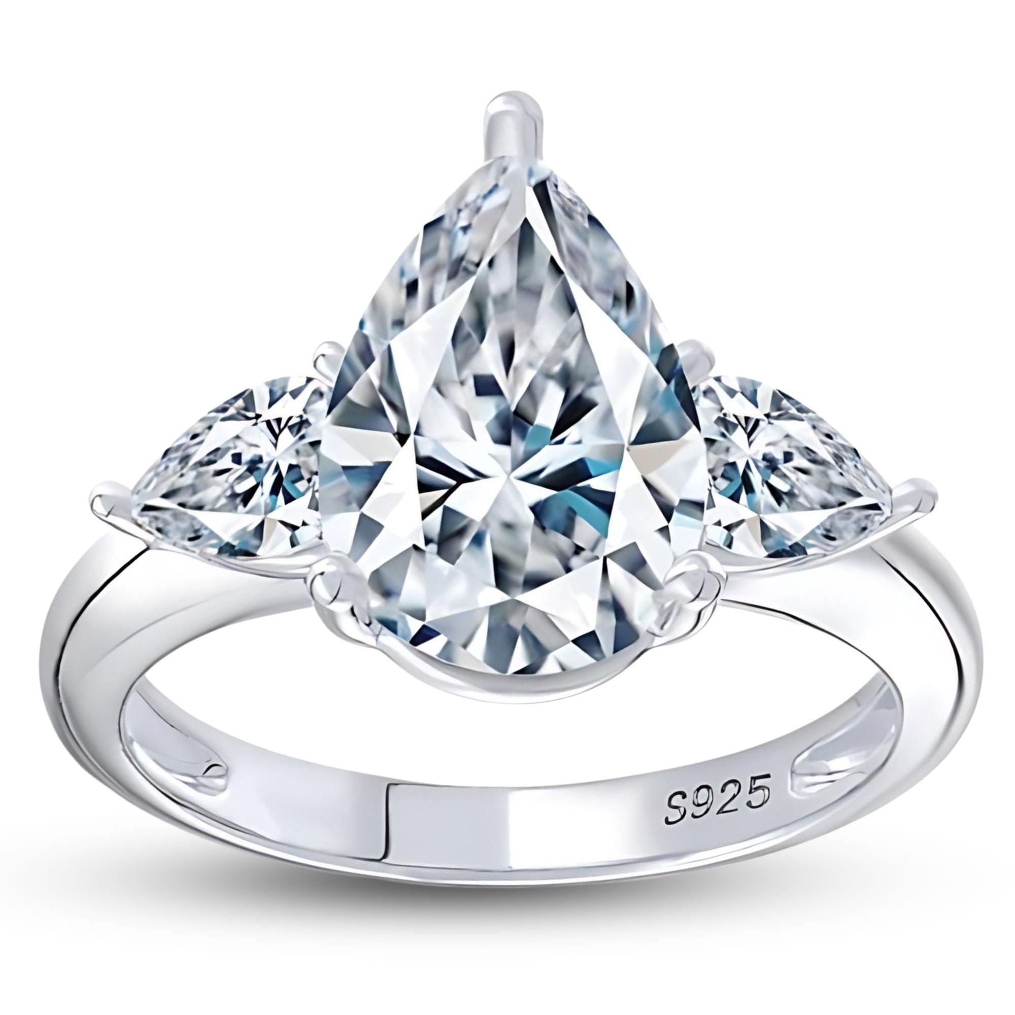Pear Engagement Ring for Women by Ginger Lyne 3.78 Ct Sterling Silver ...