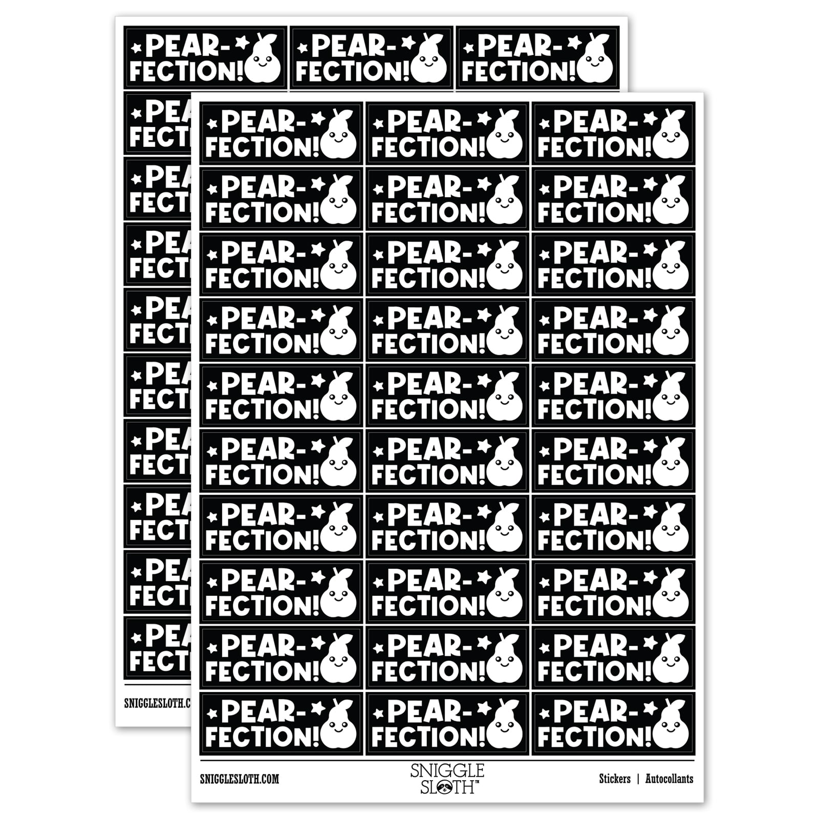 Pear-Fection Perfection Teacher Student School Sticker Set - Black ...