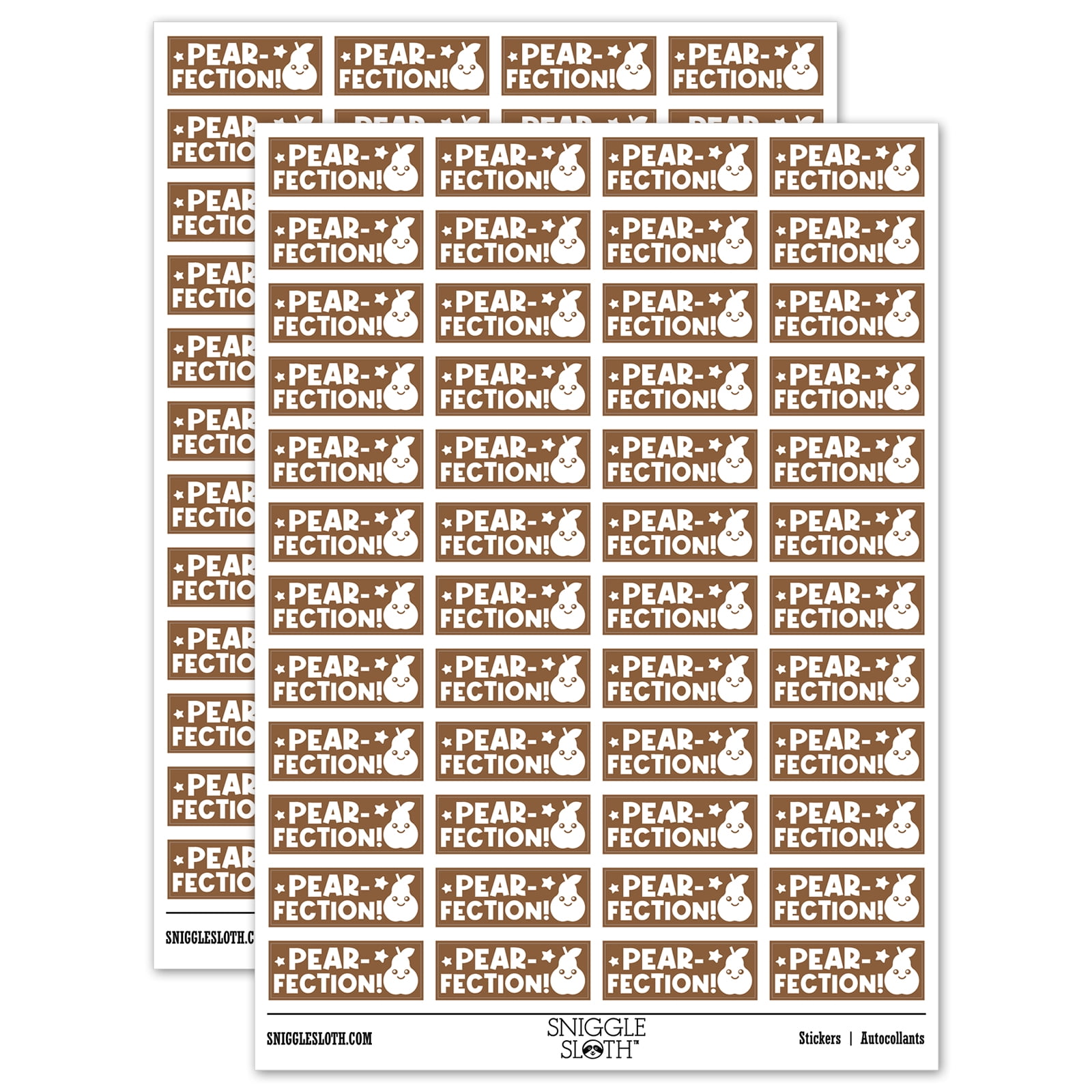 Pear-Fection Perfection Teacher Student School Sticker Set - Brown ...