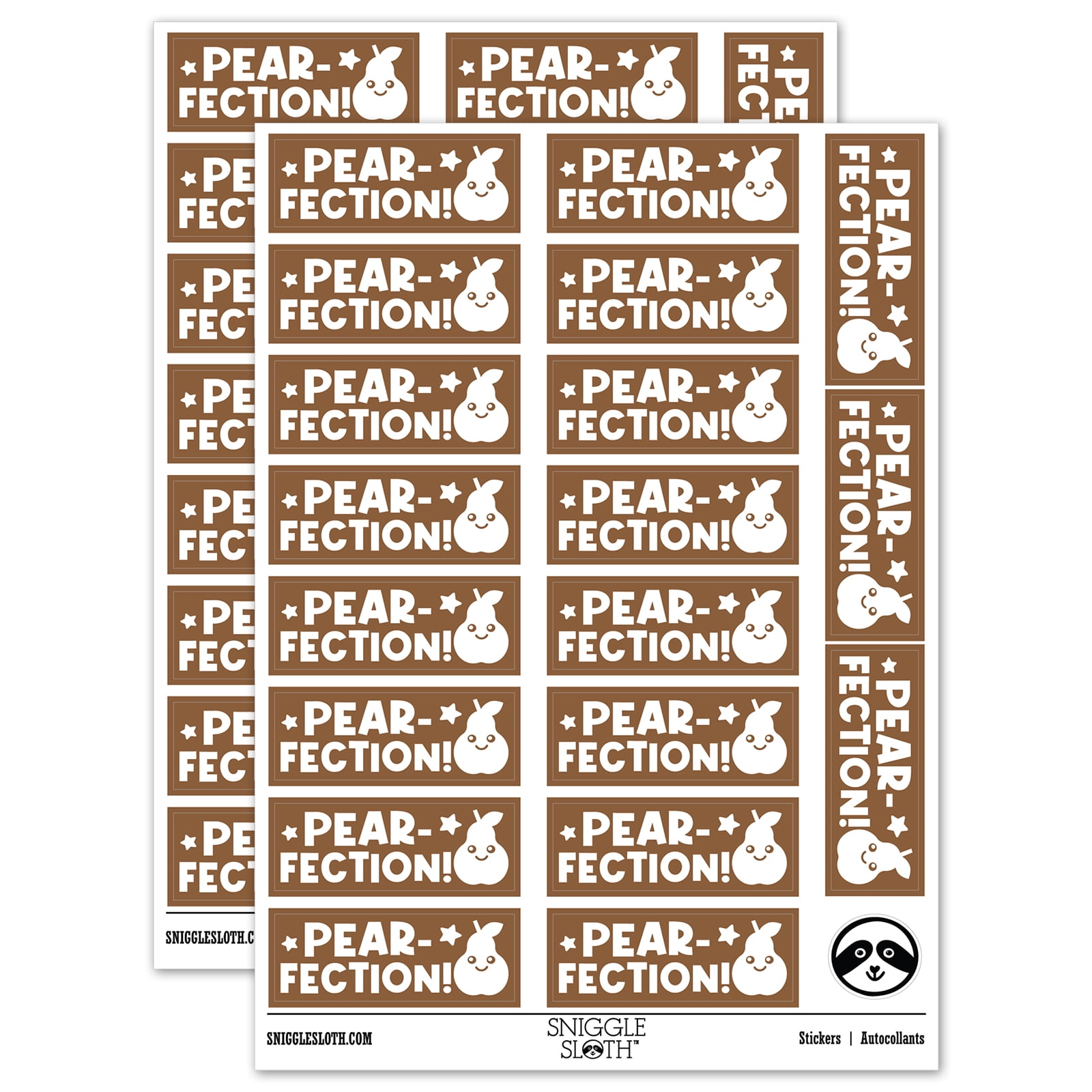 Pear-Fection Perfection Teacher Student School Sticker Set - Brown ...