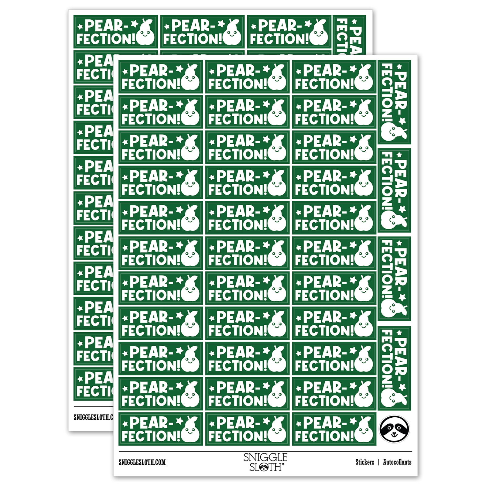 Pear-Fection Perfection Teacher Student School Sticker Set - Dark Green ...