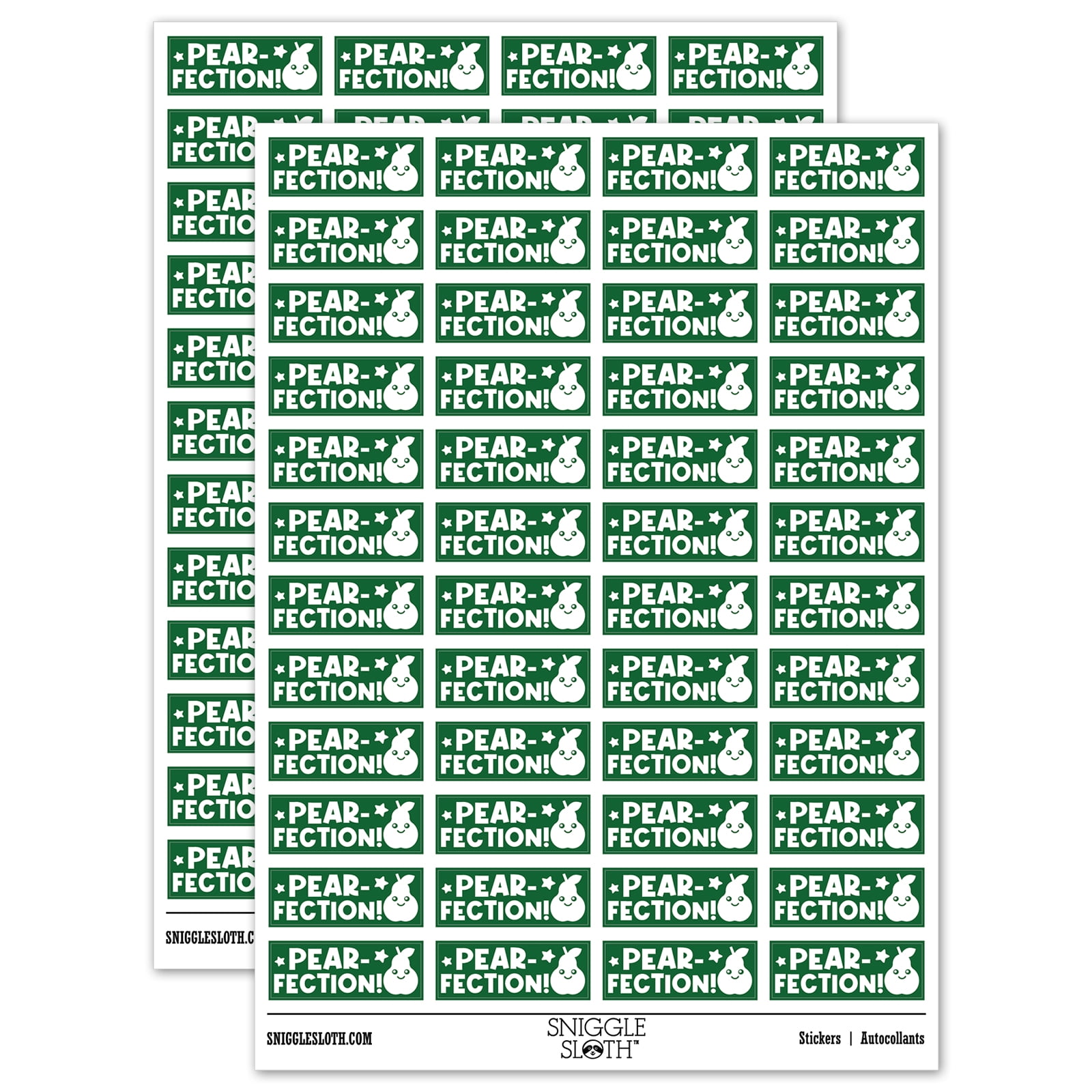 Pear-Fection Perfection Teacher Student School Sticker Set - Dark Green ...